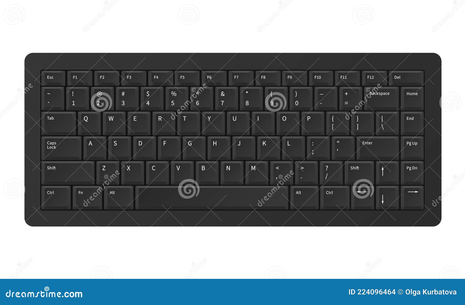 Black Keyboard. Realistic Modern QWERTY Keypad. Digital Panel Buttons ...