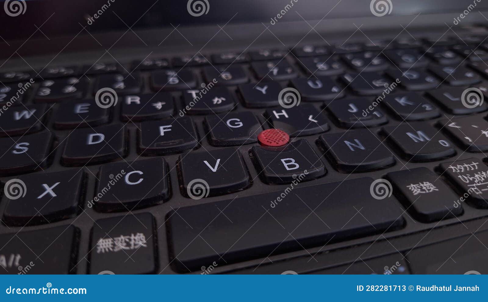 Black Keyboard with Red Circle in the Middle Stock Image - Image of ...