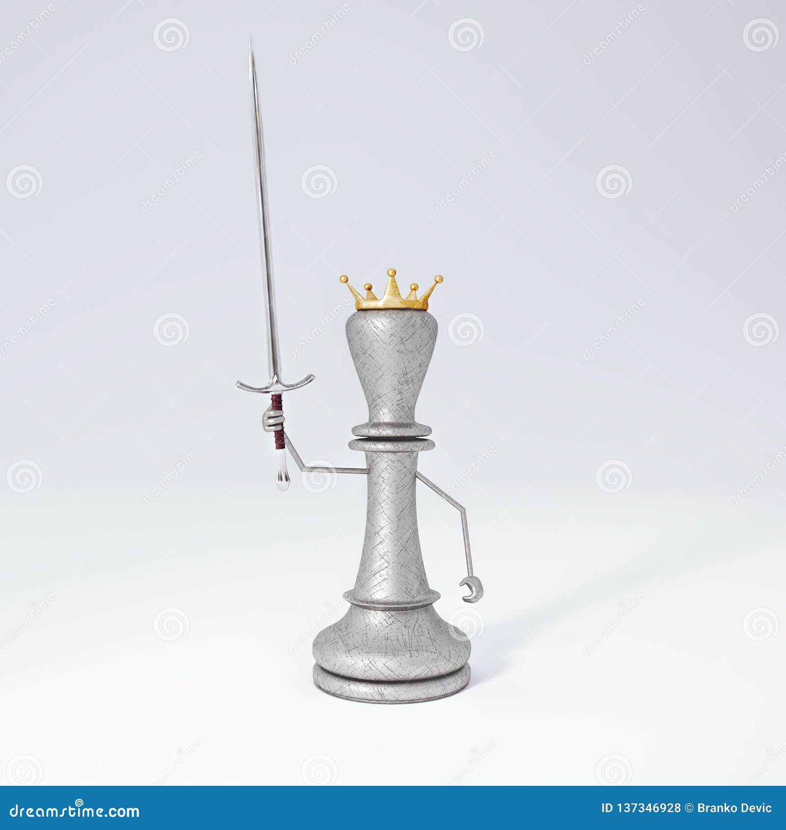 King of Chess with Sword 3d Render 3d Illustration Stock Illustration ...