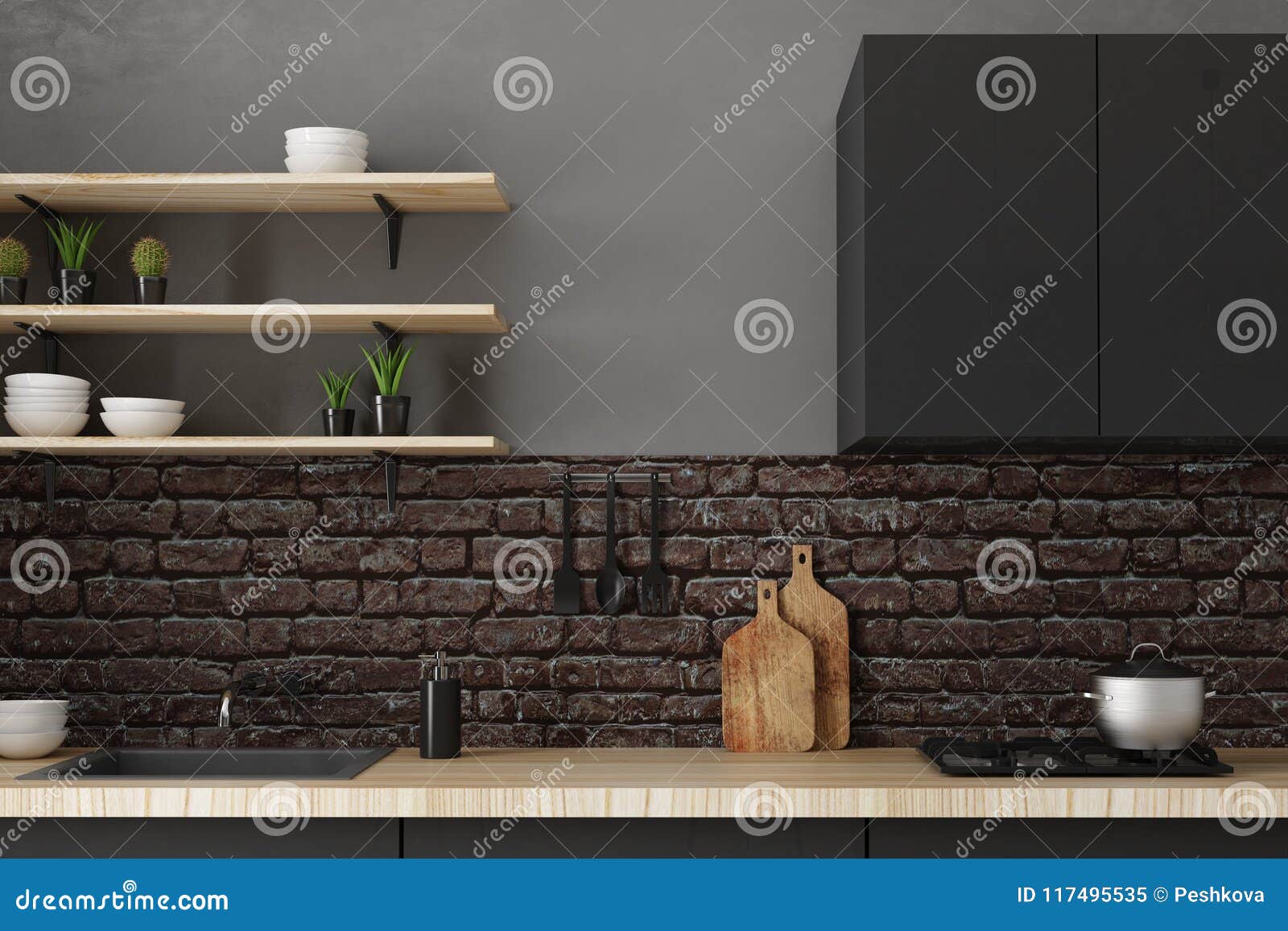 Black kitchen counter stock illustration. Illustration of background ...