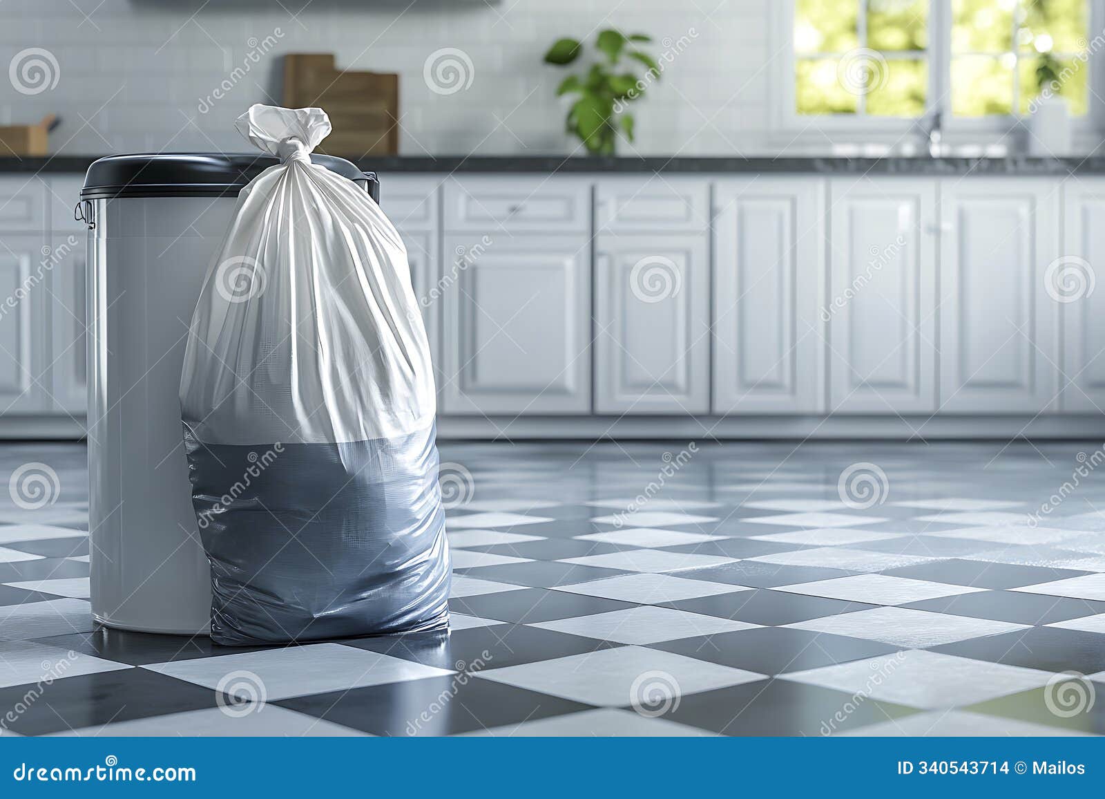 Black Kitchen Trash Bag Spilling with Waste by the Sink Stock Photo ...