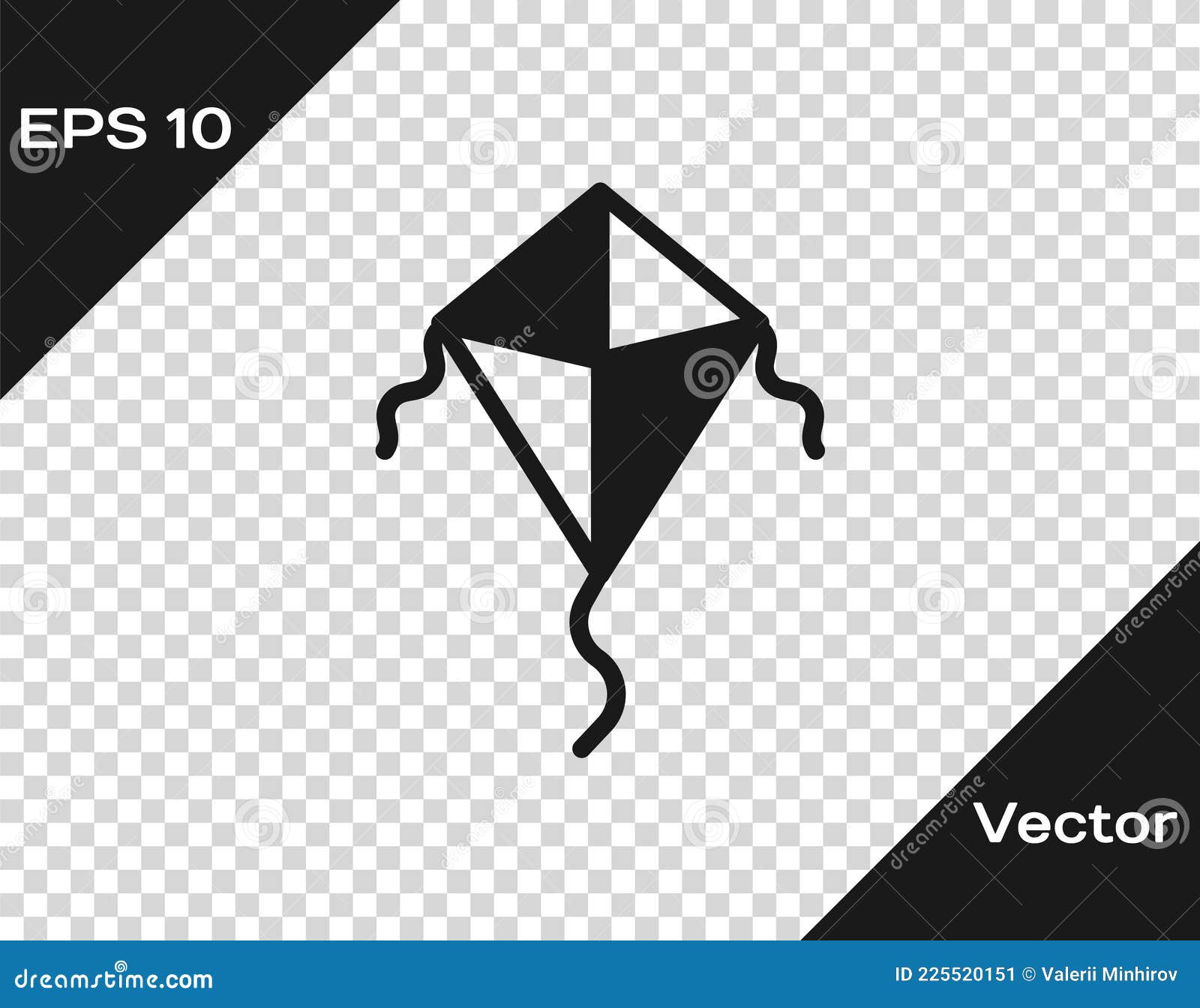 Black Kite Icon Isolated on Transparent Background. Vector Stock Vector ...