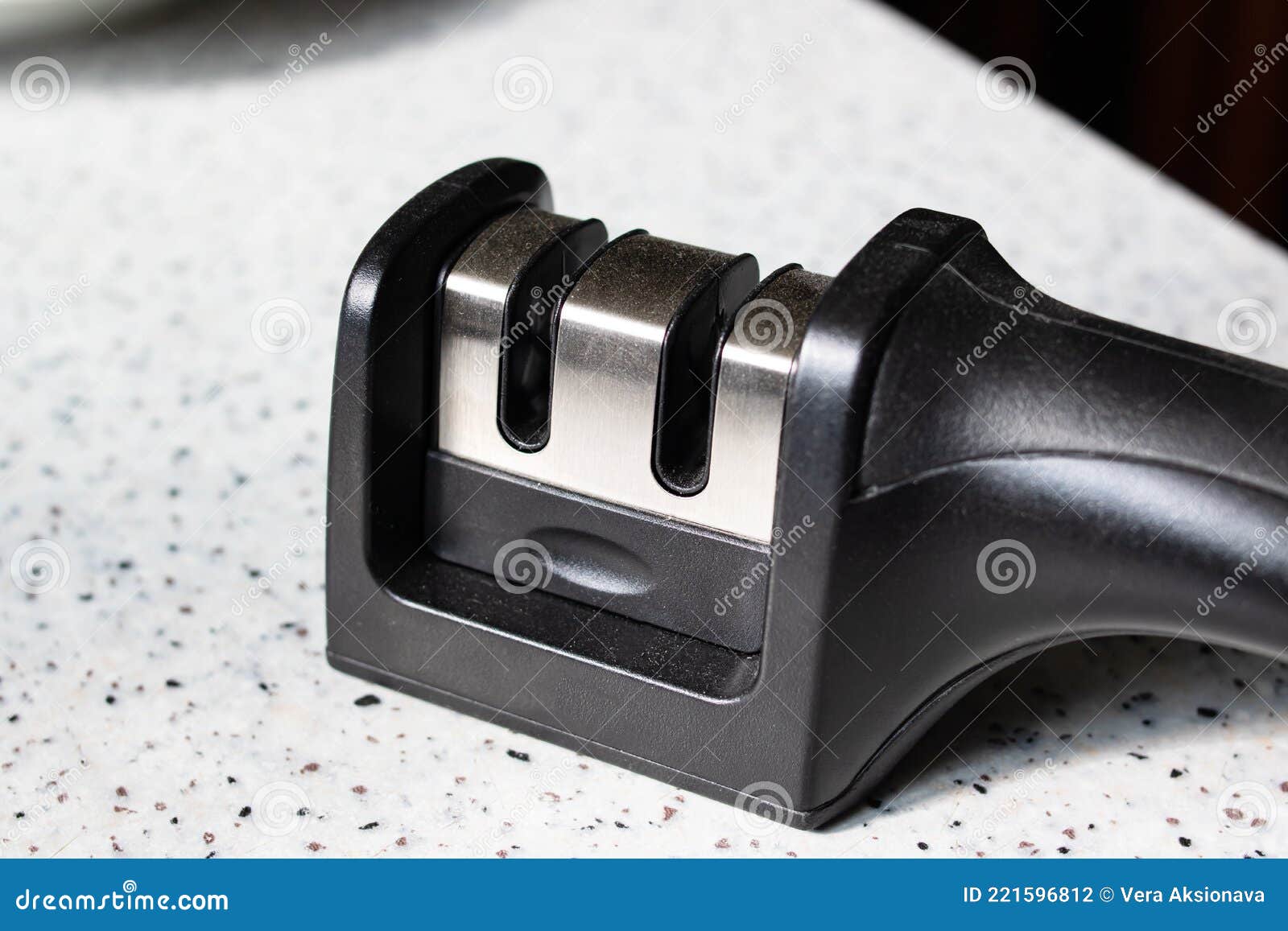 Black Knife Sharpener on the Table Closeup Stock Photo - Image of sharp ...