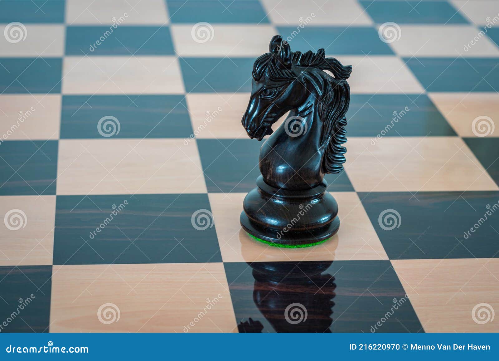 Black Knight on a Chess Board Stock Photo - Image of knight, board ...
