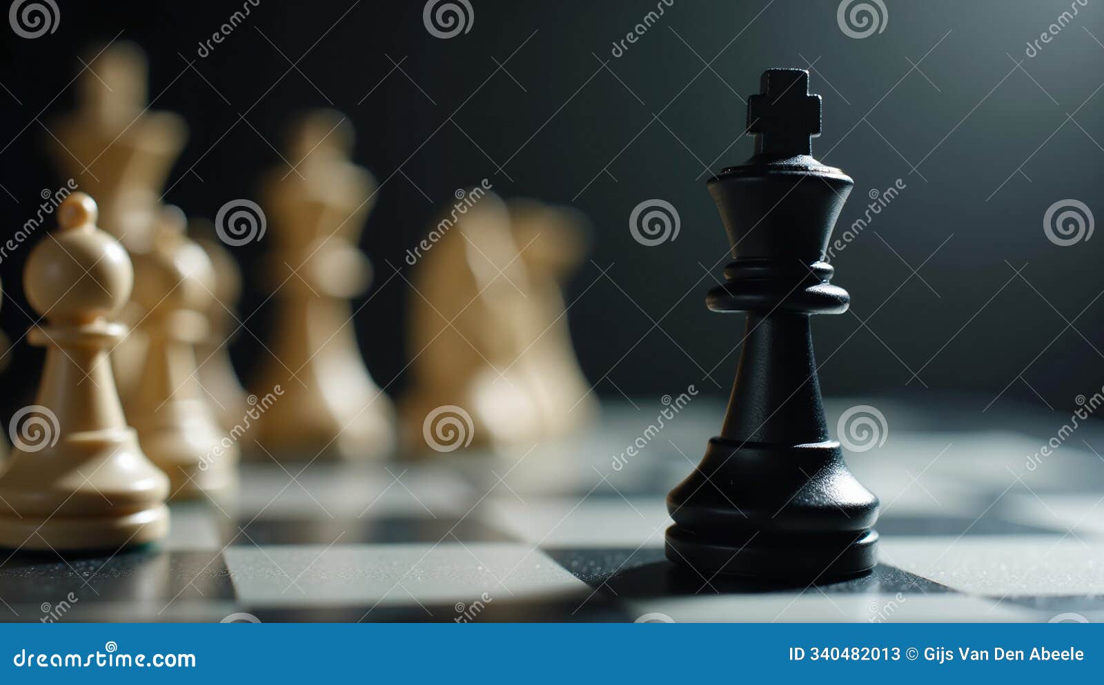 Black Knight Chess Piece in Sharp Focus on Board Surrounding Squares ...