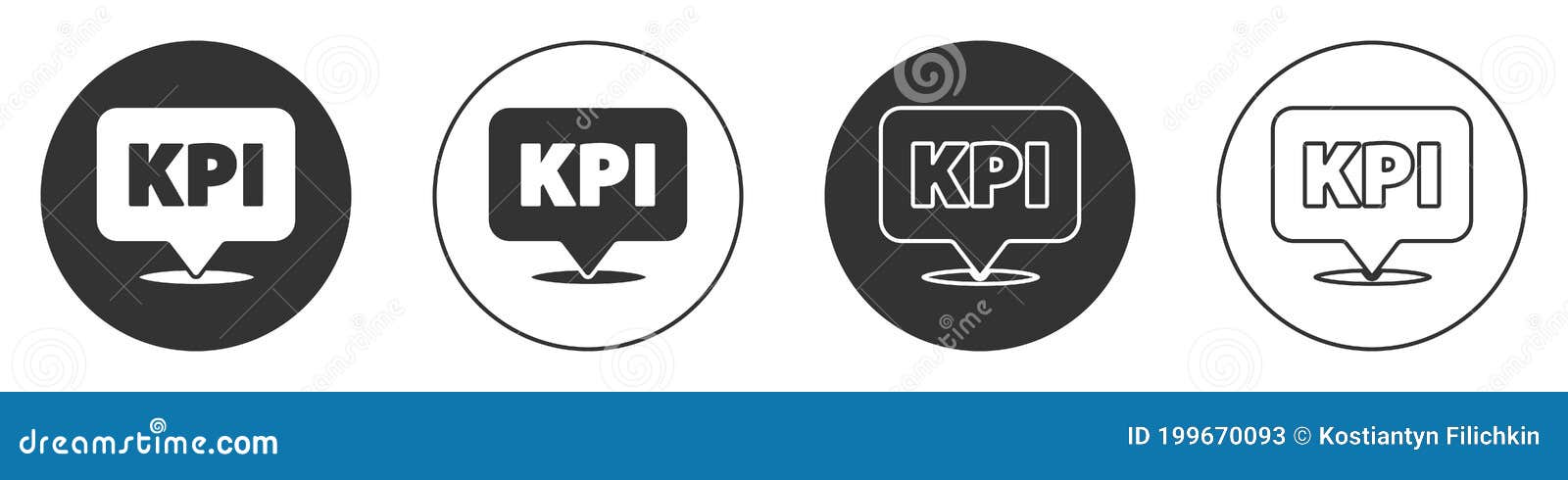 Black KPI - Key Performance Indicator Icon Isolated On White Background ...