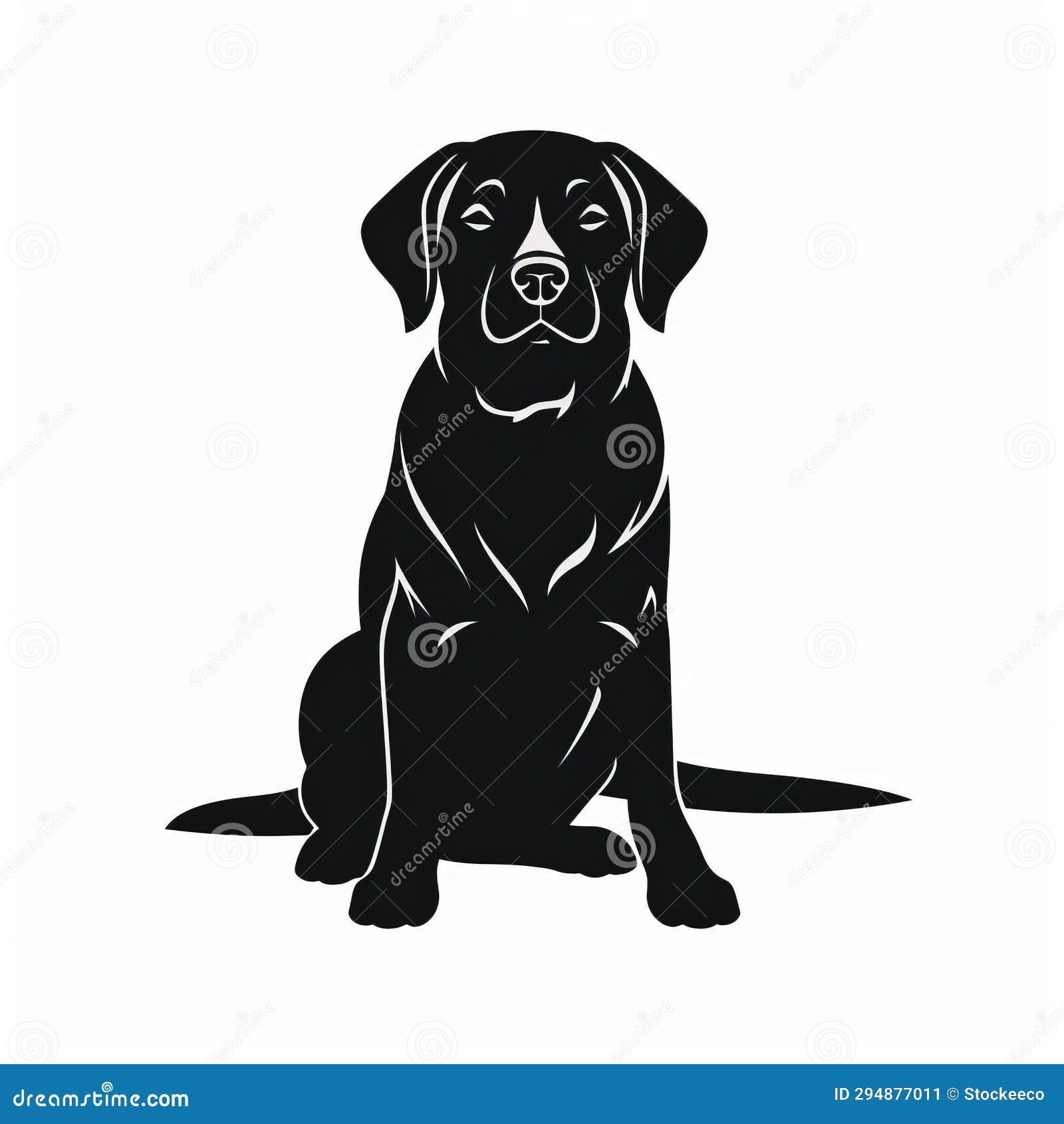 Black Labrador Retriever Sitting Down Logo on White Background Stock ...