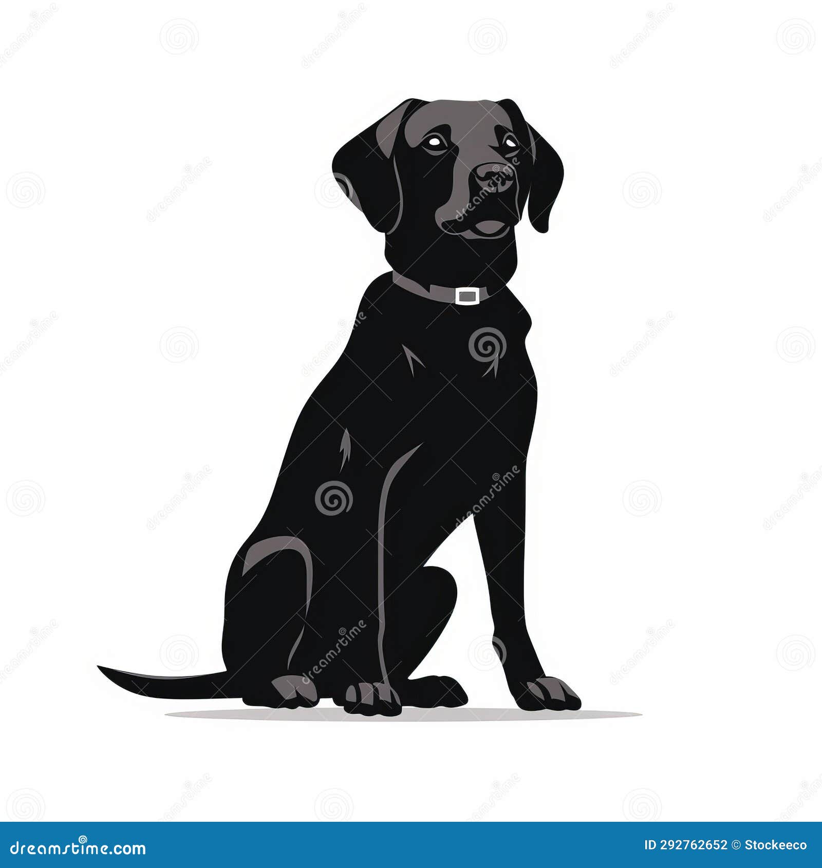 Black Labrador Retriever Sitting: Vector Illustration with Painterly ...