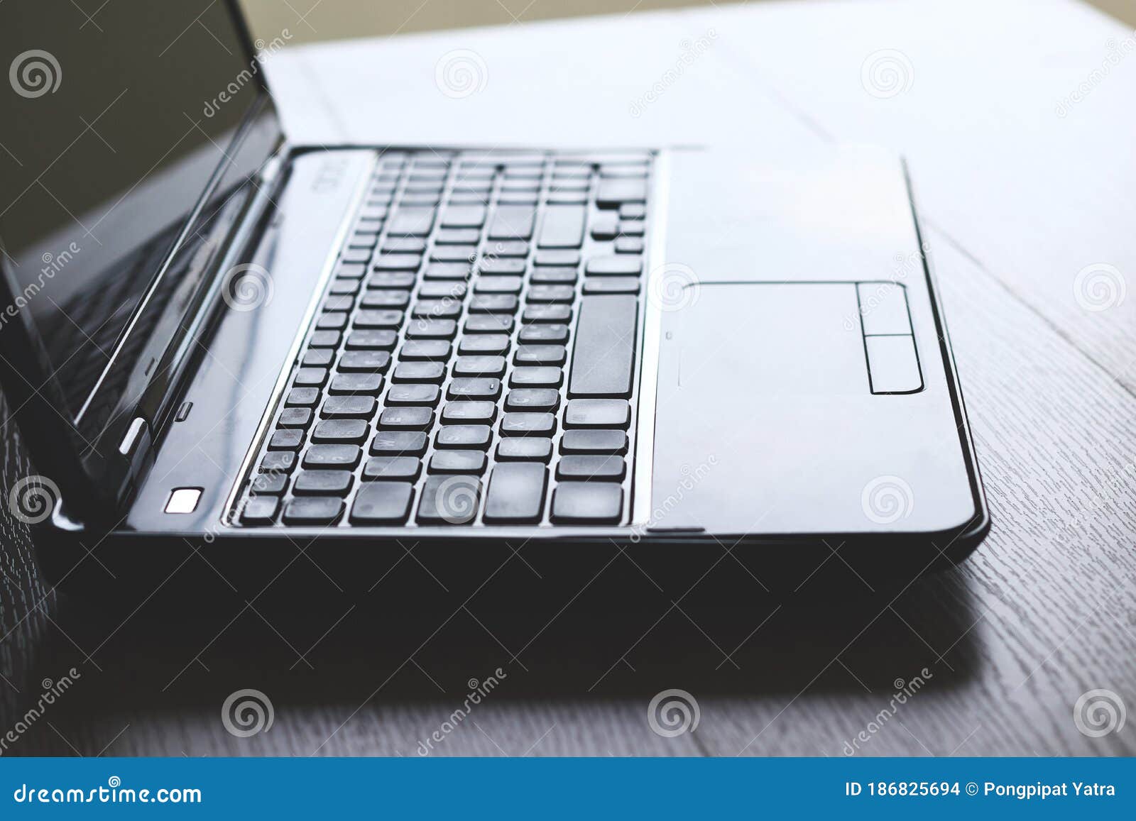 Black Labtop Put on the Desk. Stock Photo - Image of phone, office ...