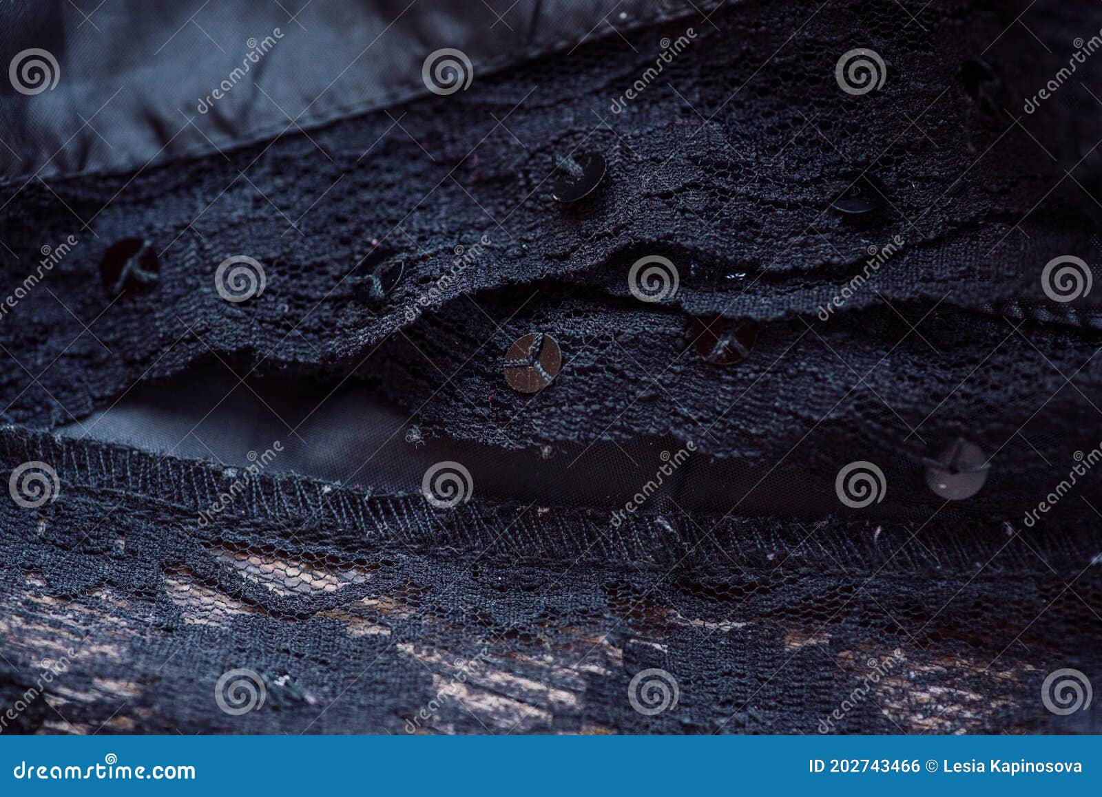 The Black Lace As an Element of Clothing. Fabric Texture As an Element ...