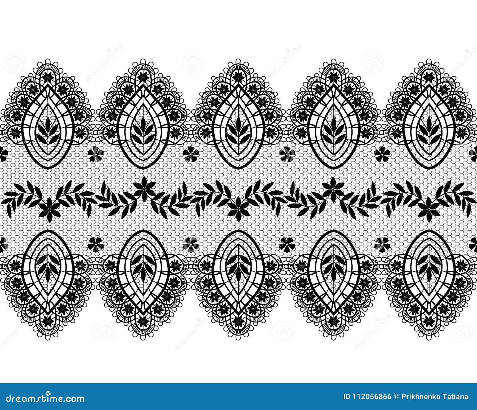 Black lace border stock vector. Illustration of flowers - 112056866