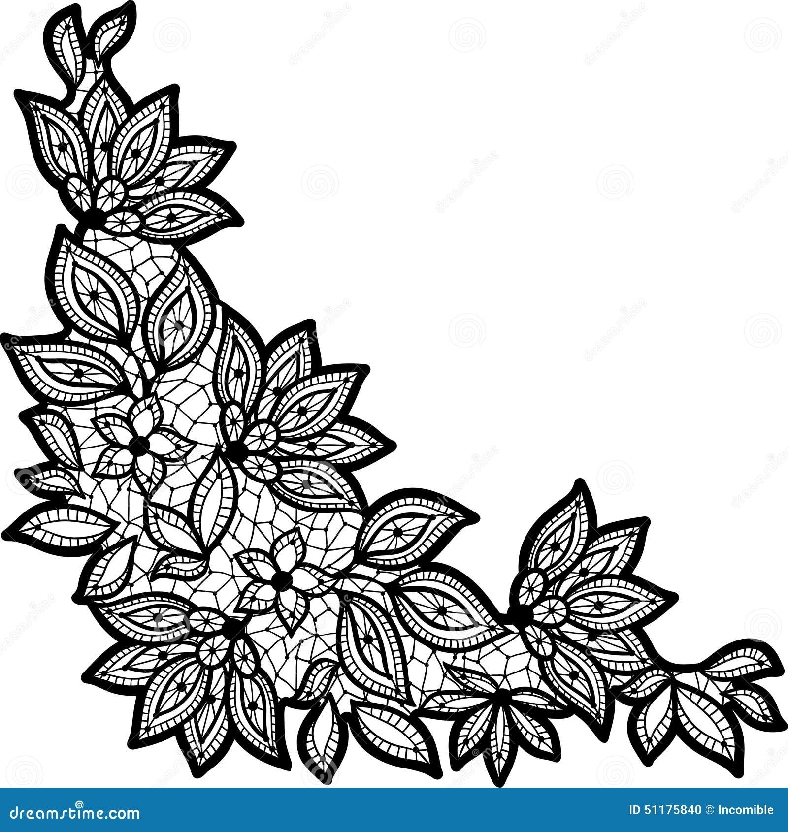 Black and Lace Floral Design Isolated on White Stock Vector ...