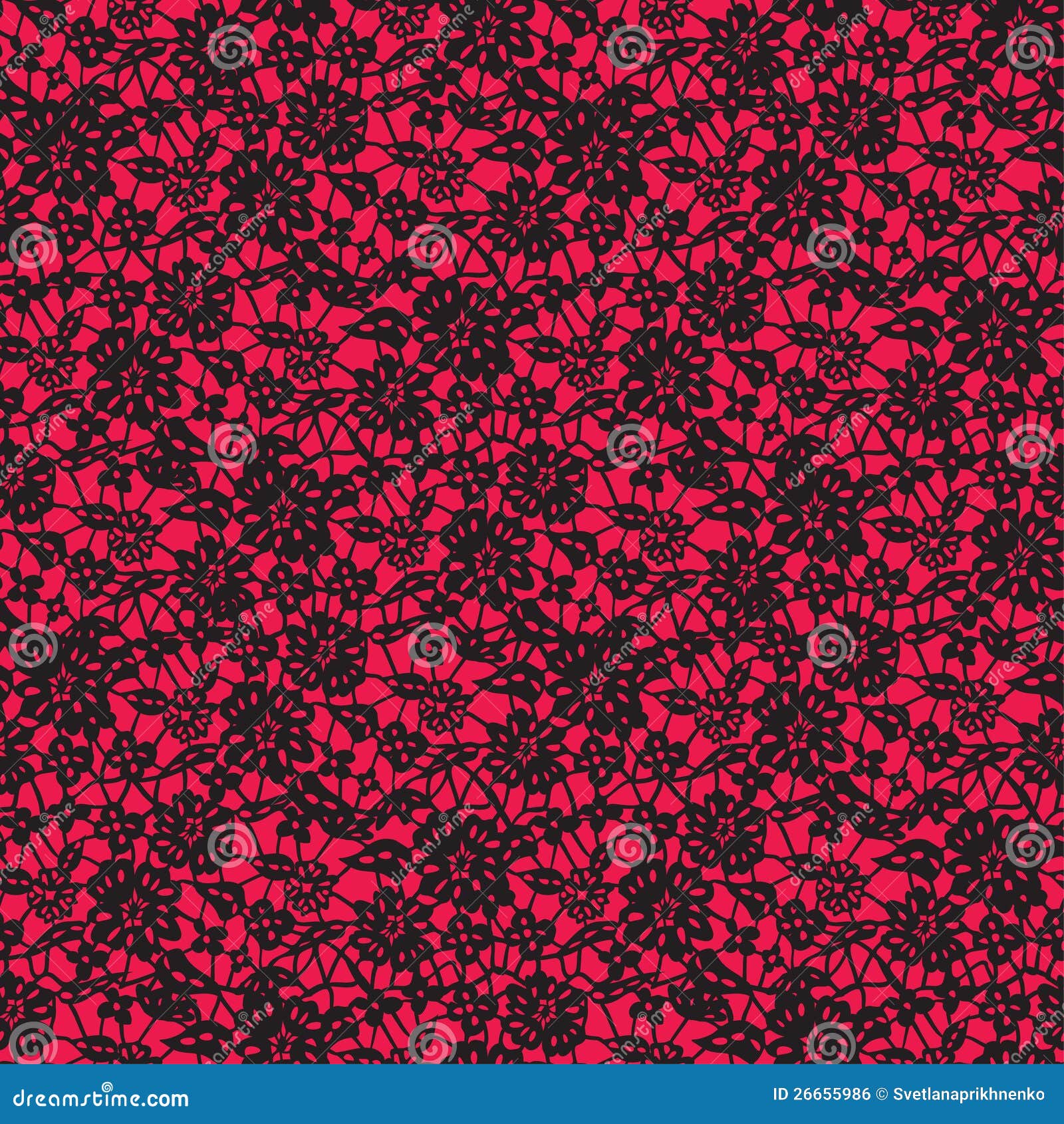 Black Lace with Floral Seamless Pattern Stock Vector - Illustration of ...