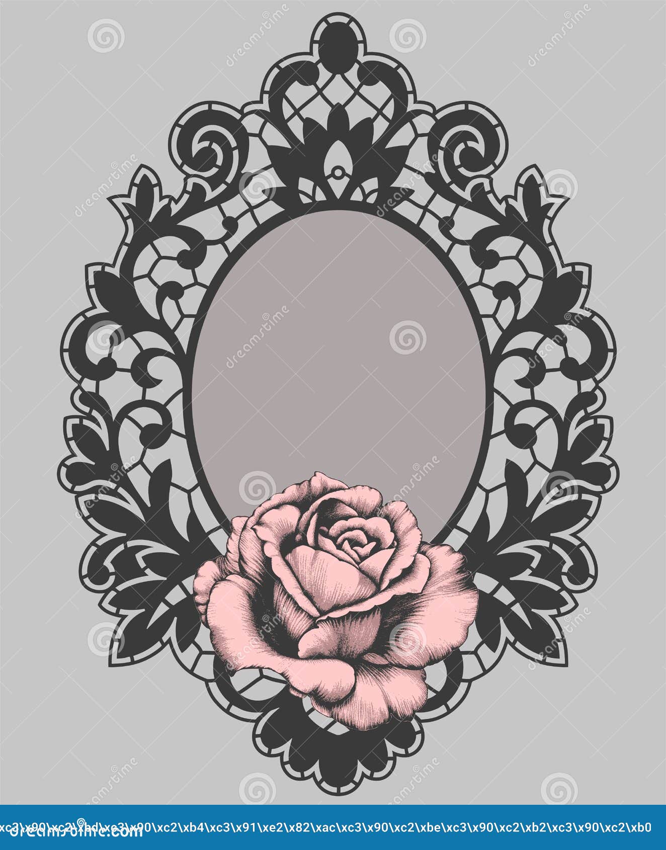 Black Lace Frame. Pink Rose. Stock Vector - Illustration of elegance ...