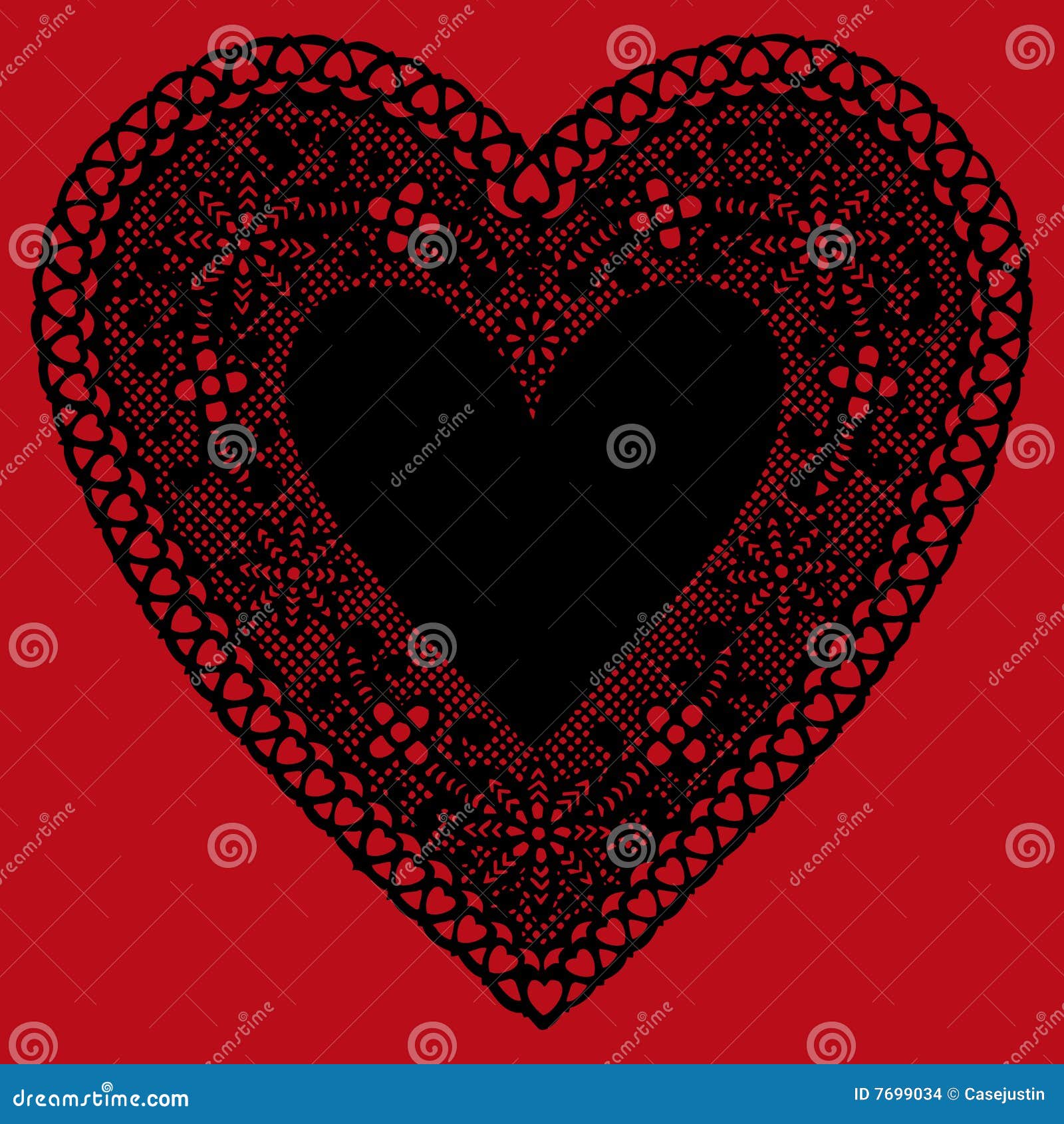 Black Lace Heart Doily on Red Background Stock Vector - Illustration of ...