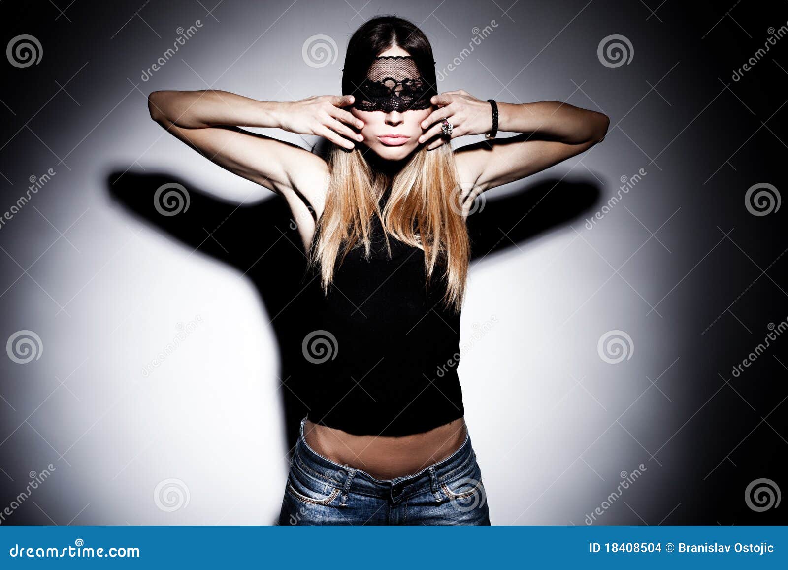 Black lace over face stock photo. Image of blond, vogue - 18408504