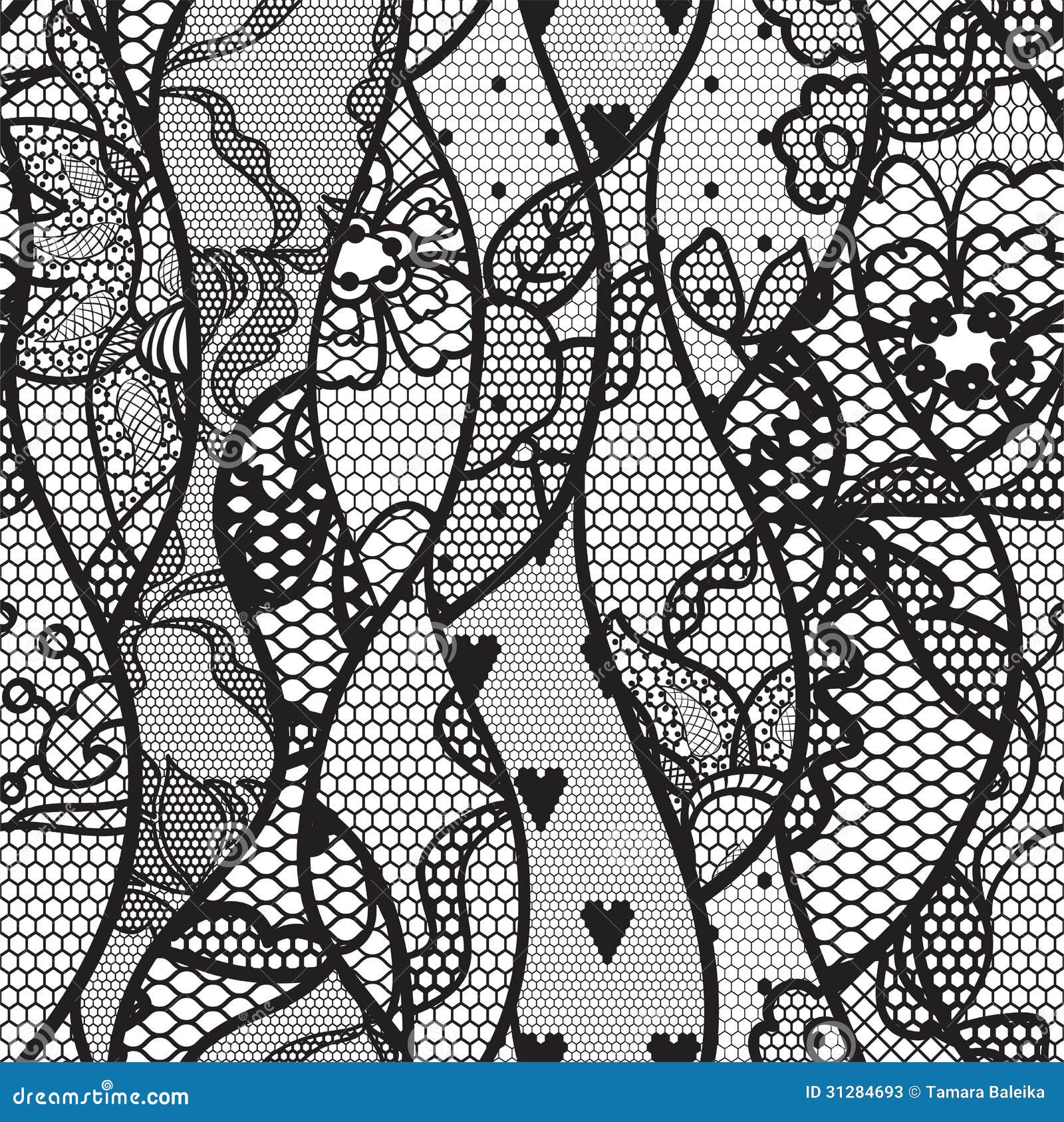 Black Lace Vector Fabric Seamless Pattern Stock Vector - Illustration ...