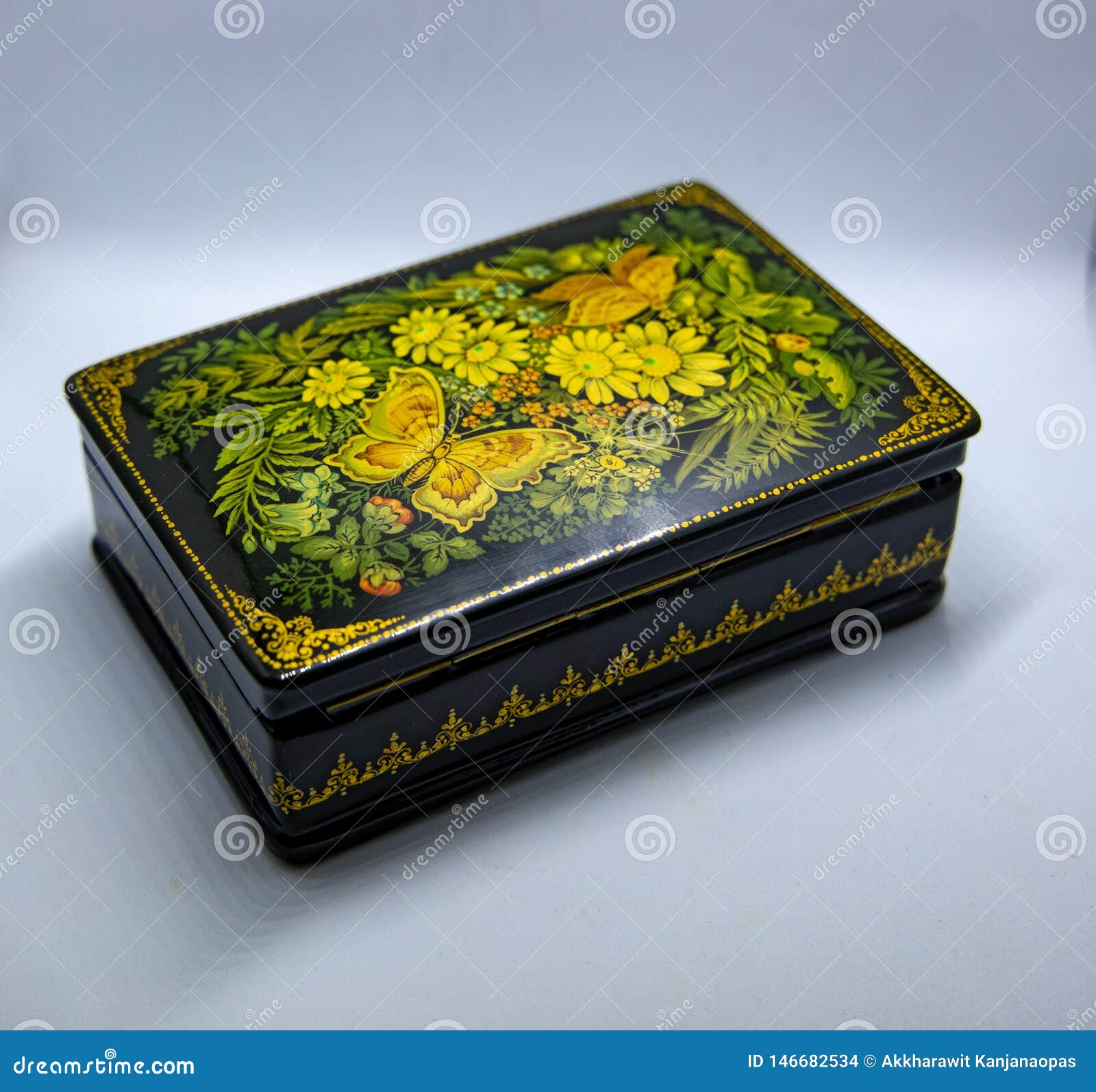 Black lacquerware box stock photo. Image of ware, ornament - 146682534