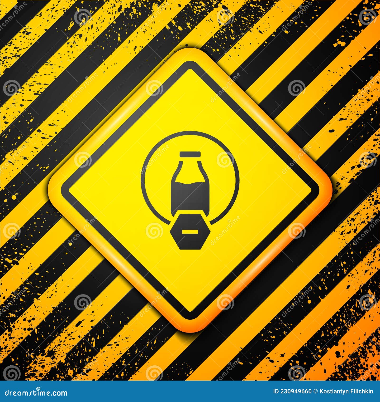 Black Lactose Free Icon Isolated on Yellow Background. Warning Sign ...