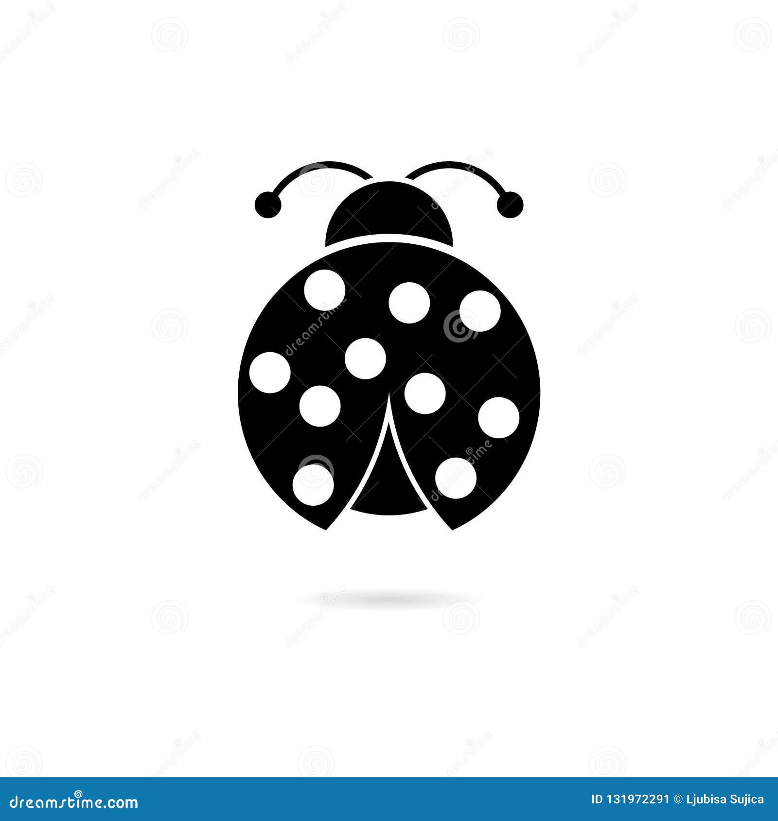 Black Ladybug Icon or Logo in Flat Style Stock Vector - Illustration of ...