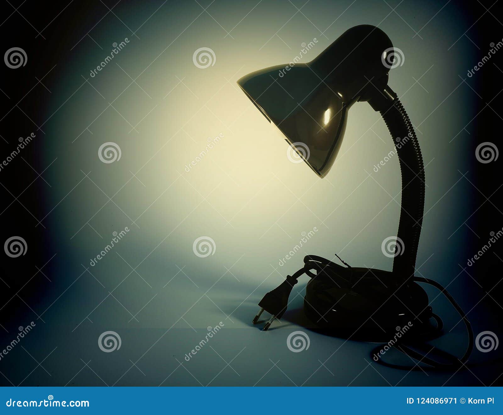 Black lamp in dark room stock image. Image of bulb, room - 124086971