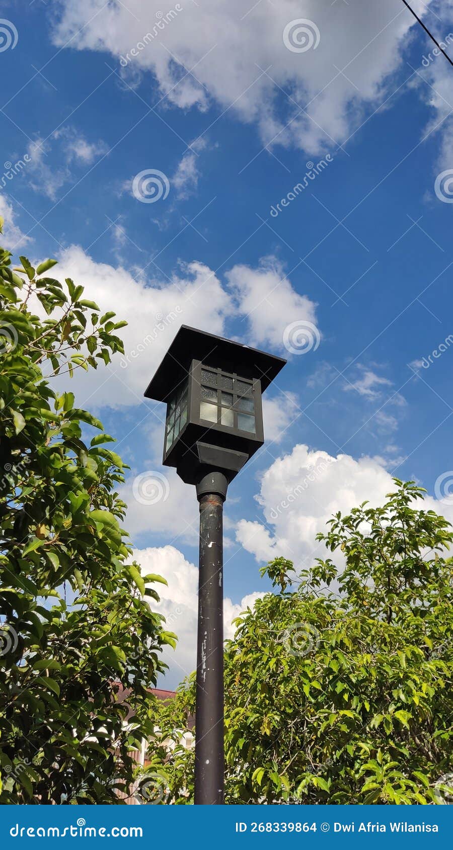 Black Lamp Post Under the Bright Blue Sky Stock Photo - Image of ...