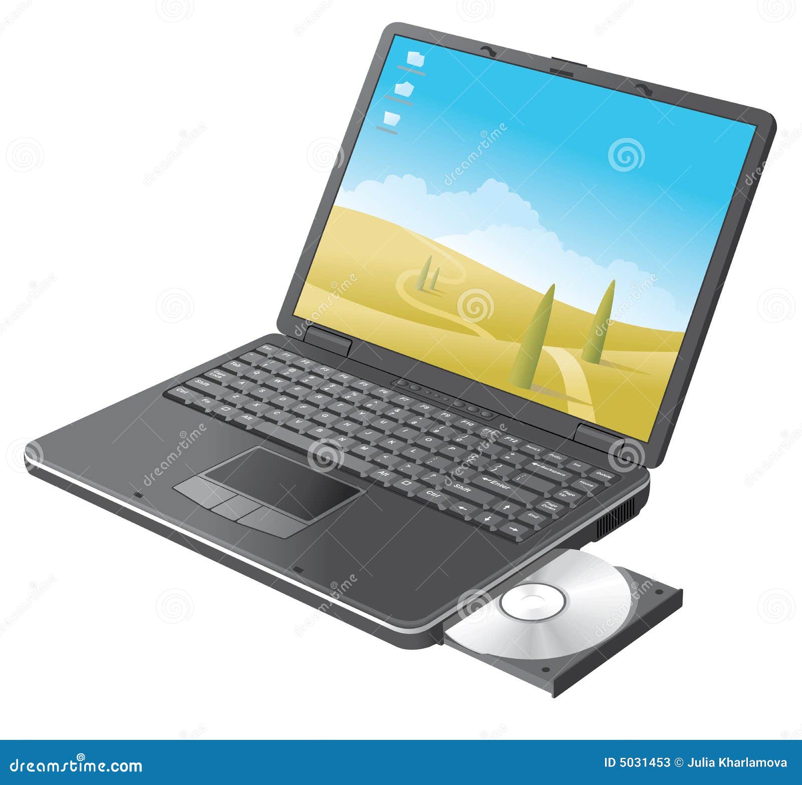 Black Laptop with CD Tray Open Stock Vector - Illustration of disc ...
