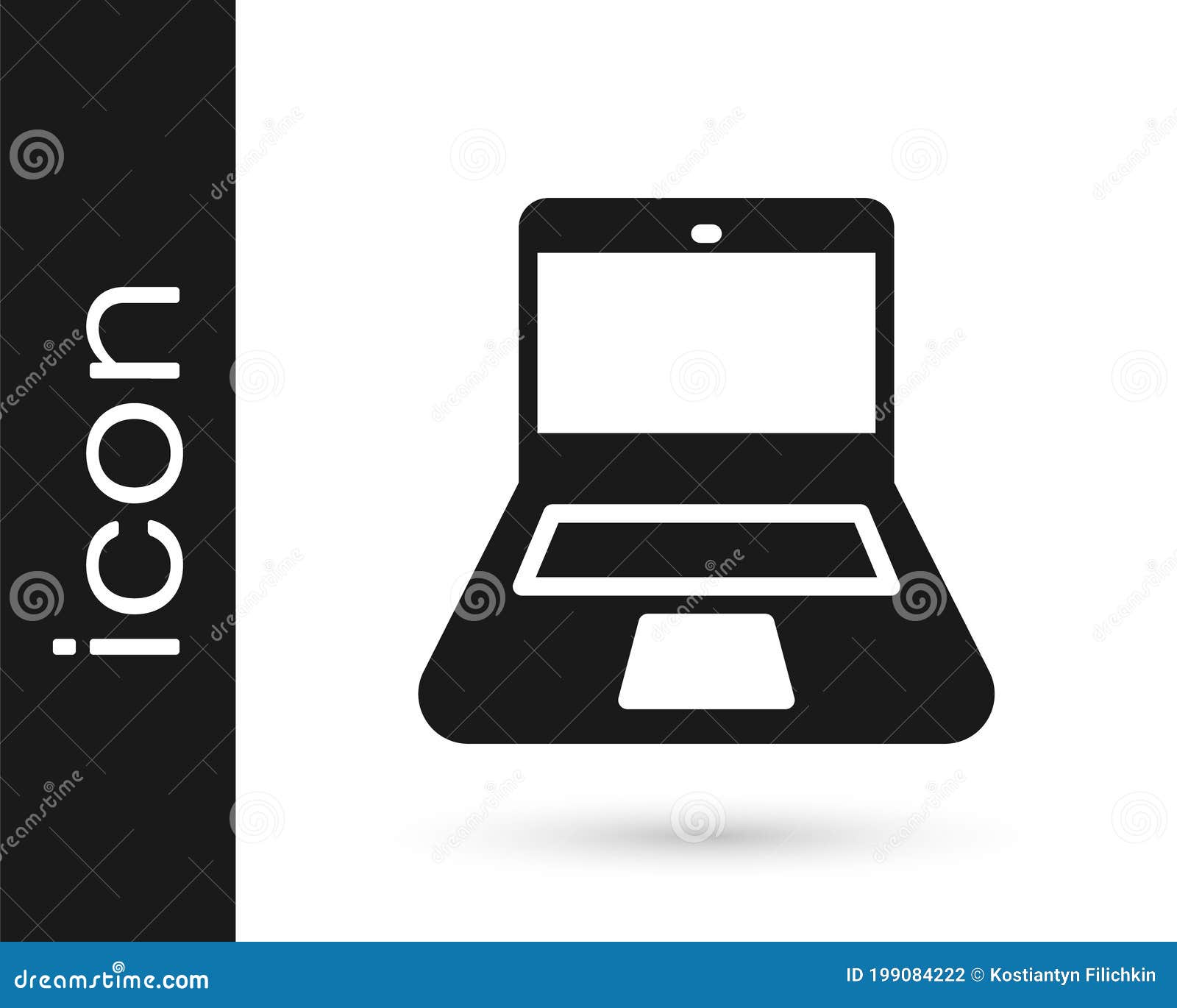Black Laptop Icon Isolated on White Background. Computer Notebook with ...