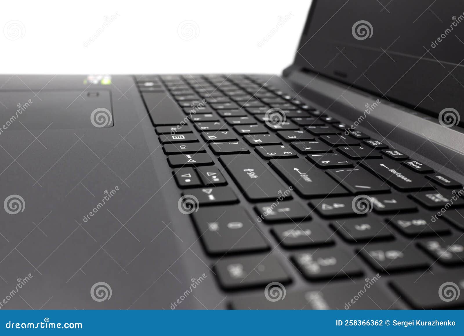 Black laptop keyboard. stock photo. Image of buttons - 258366362