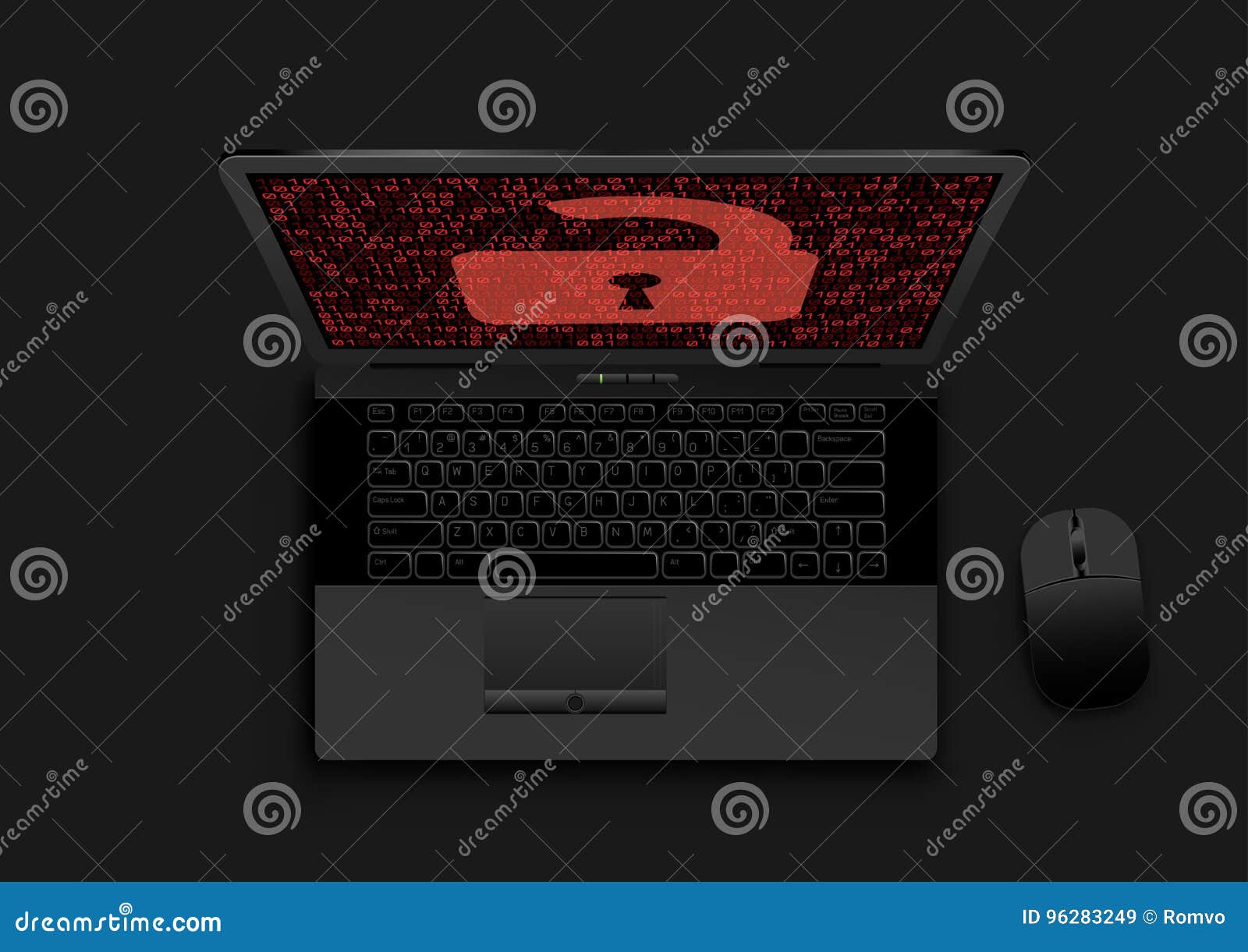 Black Laptop Open Lock on Screen Stock Vector - Illustration of data ...
