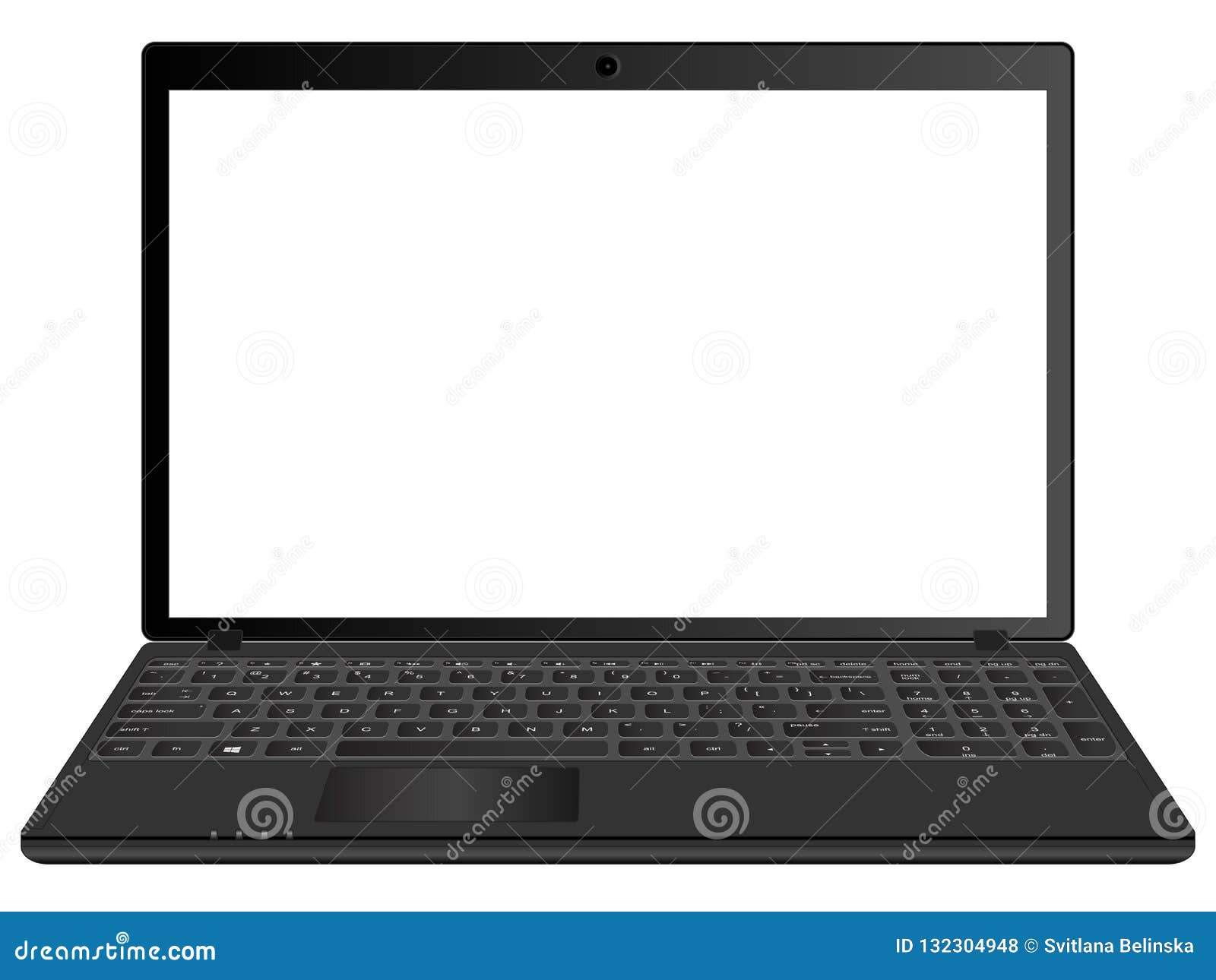 A Black Laptop Realistic Vector Illustration, Front View Stock Vector ...