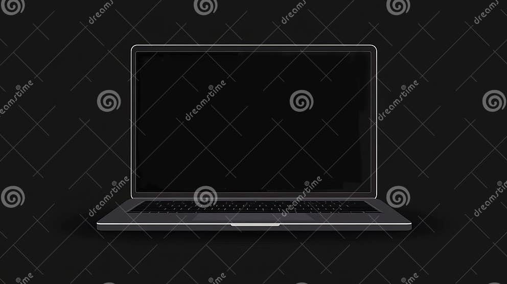 A Black Laptop with a Black Screen Stock Illustration - Illustration of ...