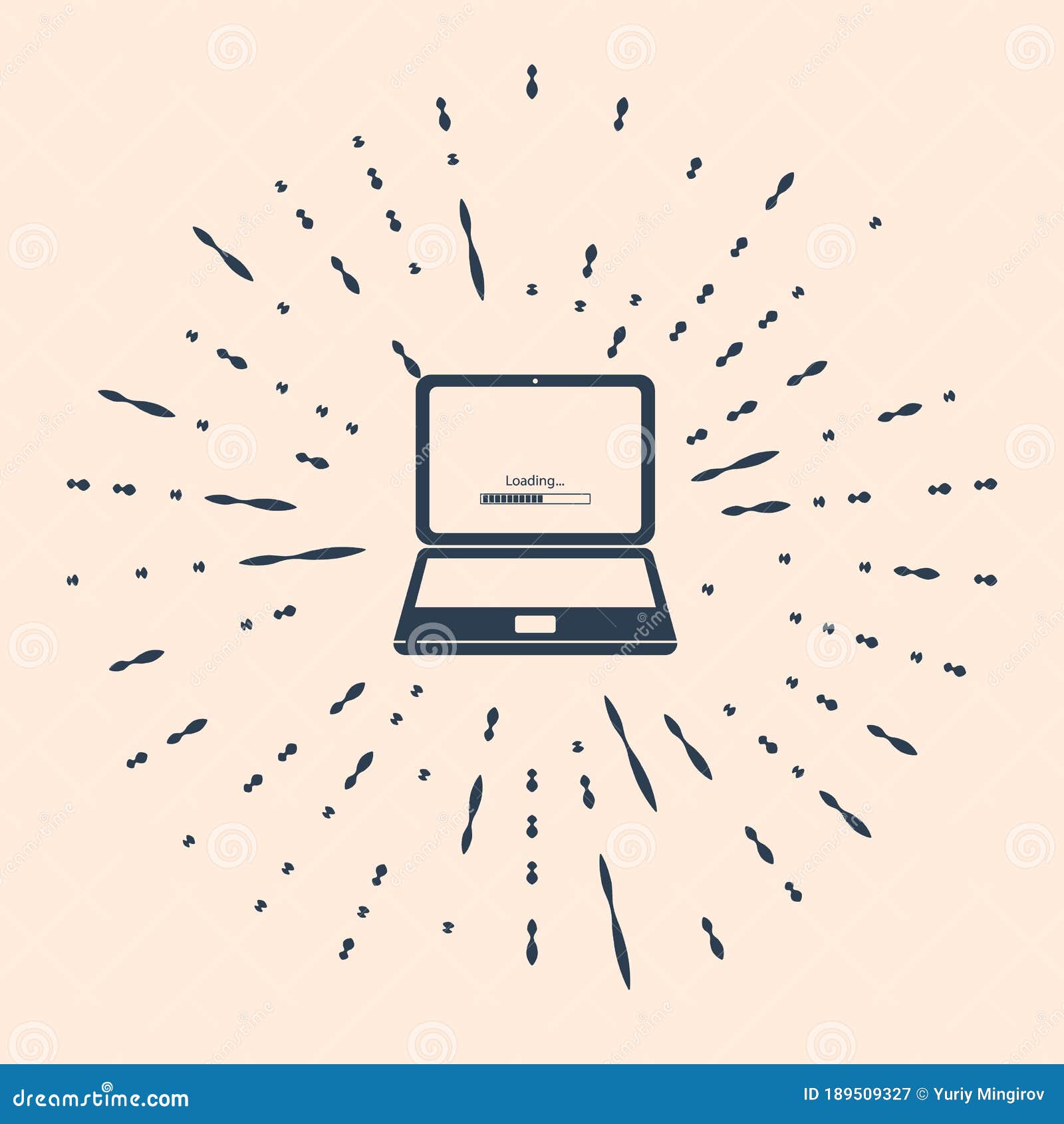 Black Laptop Update Process with Loading Bar Icon Isolated on Beige ...