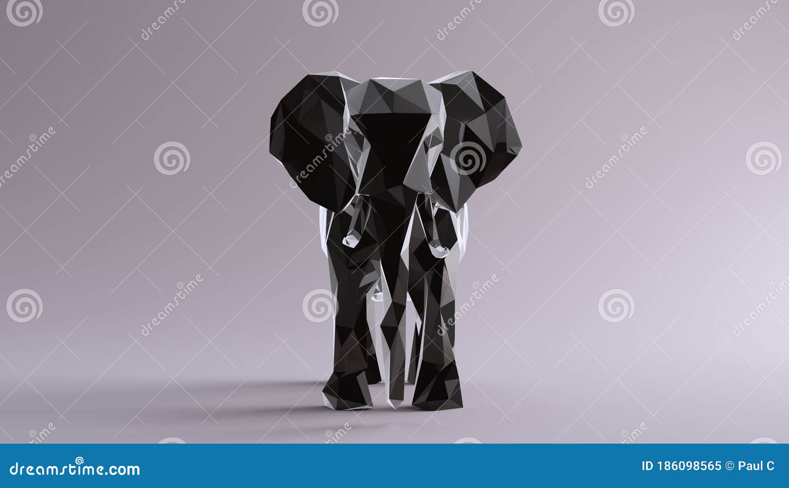 Black Large Elephant Made Out of Triangles Polygons Stock Illustration ...