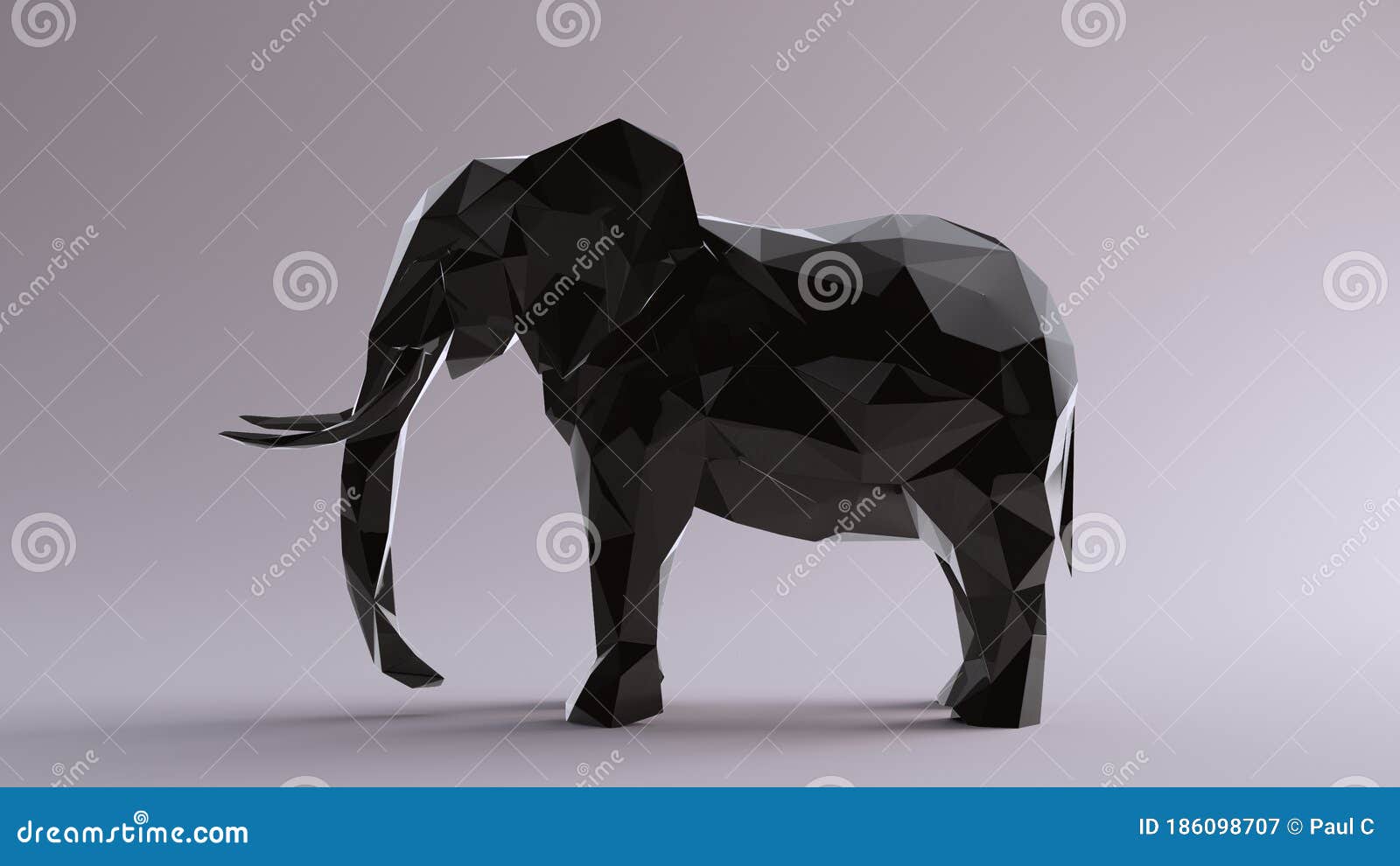 Black Large Elephant Made Out of Triangles Polygons Stock Illustration ...