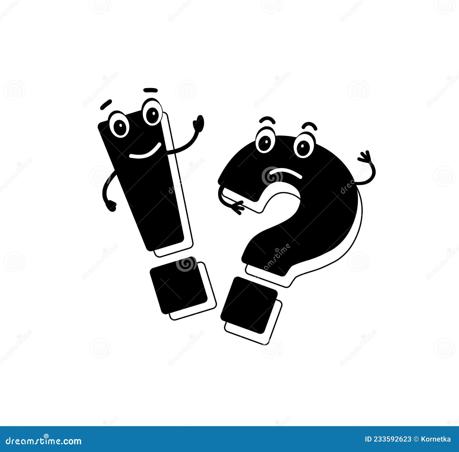 Black Large Question Mark And Exclamation Mark. Cartoon Vector ...
