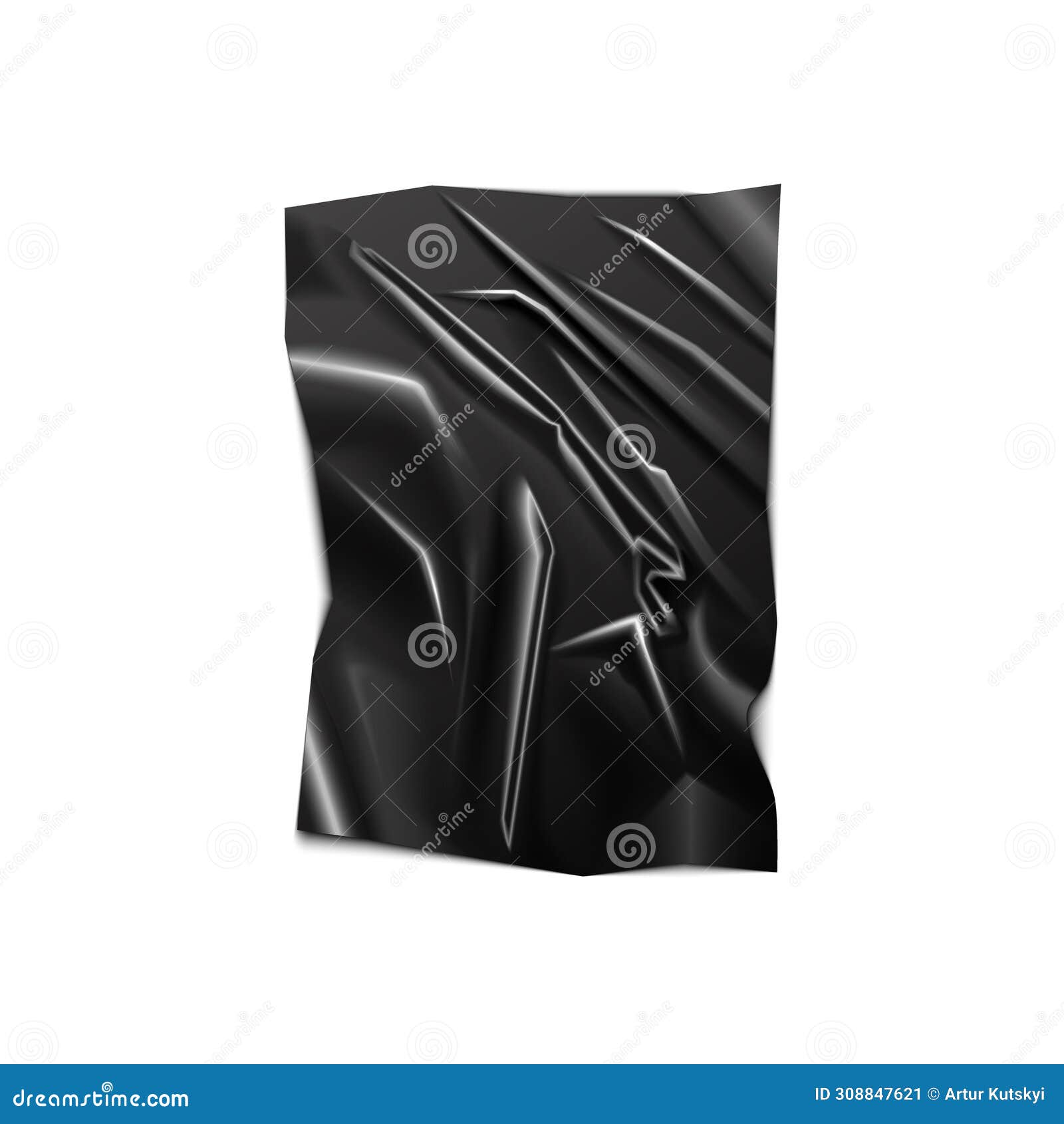 Black Latex Fabric With Crumpled Texture, 3D Wet Rectangular Paper ...