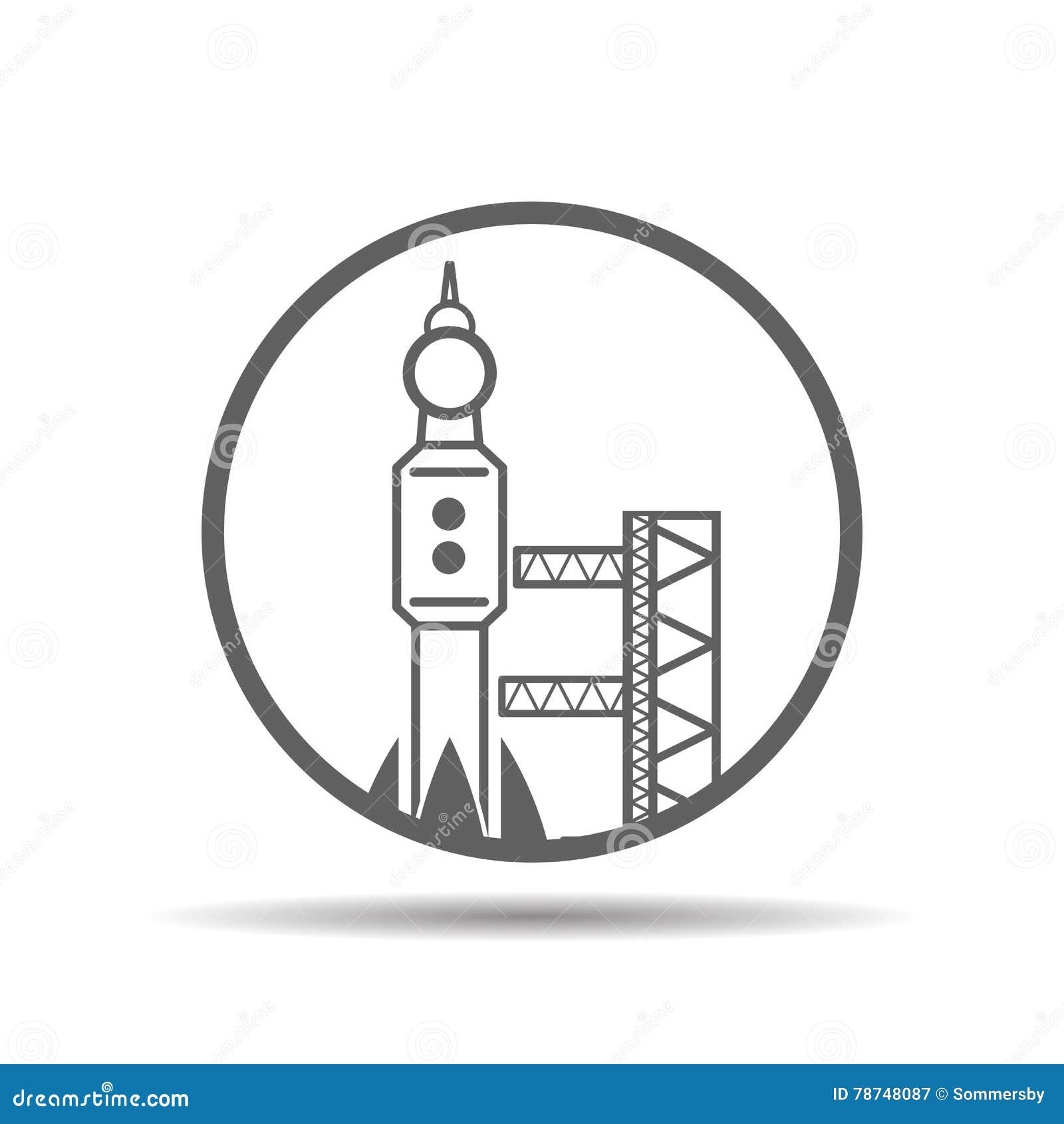 Black Launch Site with Rocket, Spaceport Icon, Vector Stock Vector ...