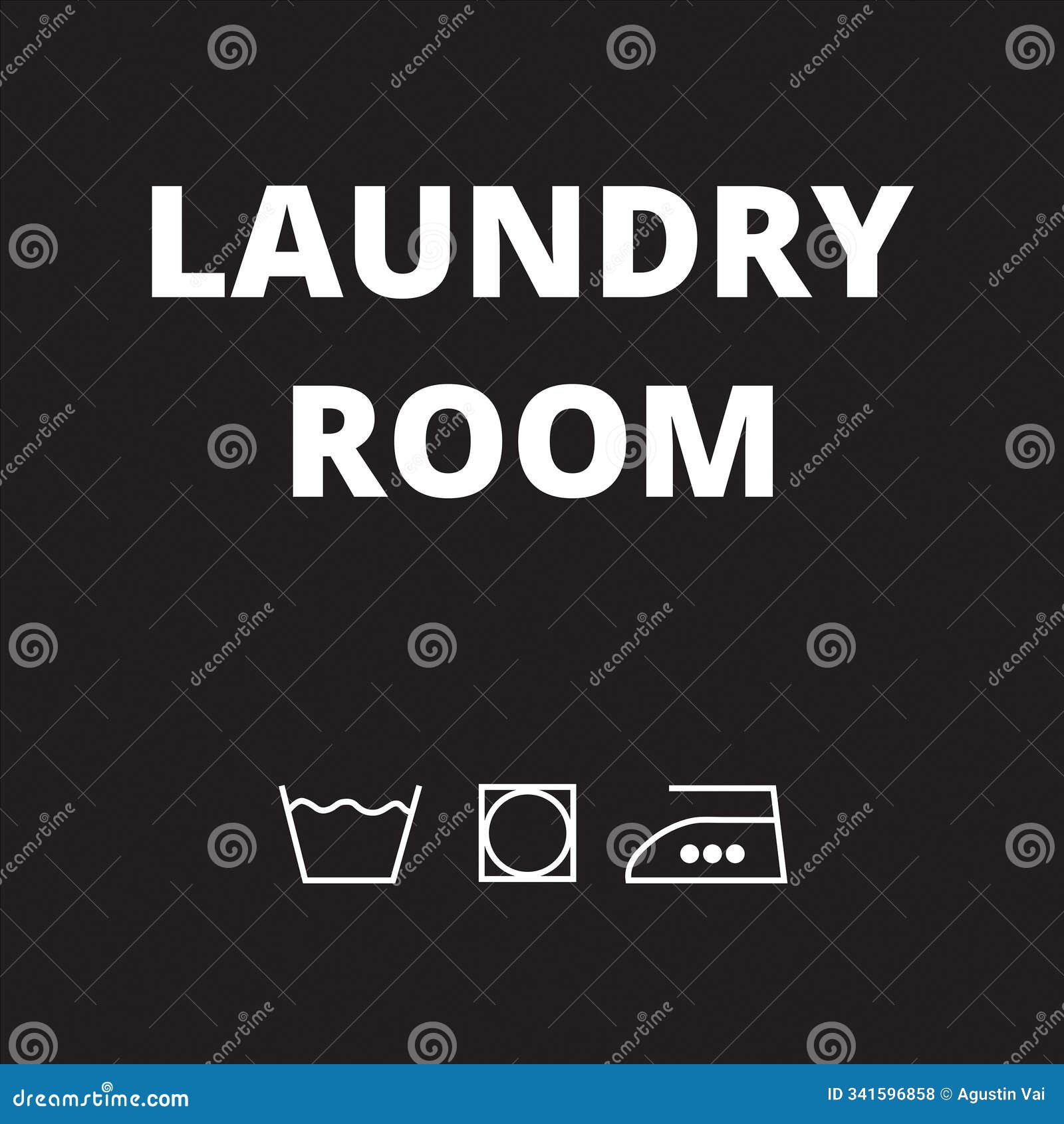 Black Laundry Room Banner with Icons Stock Illustration - Illustration ...