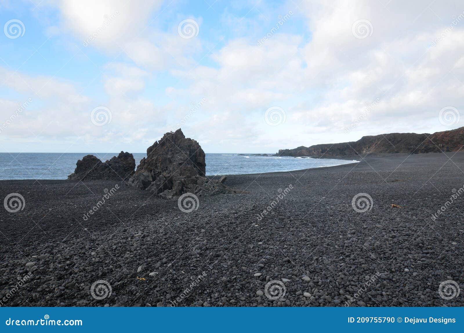 Black Lava Rock and Sand Beach in Iceland Stock Photo - Image of nature ...