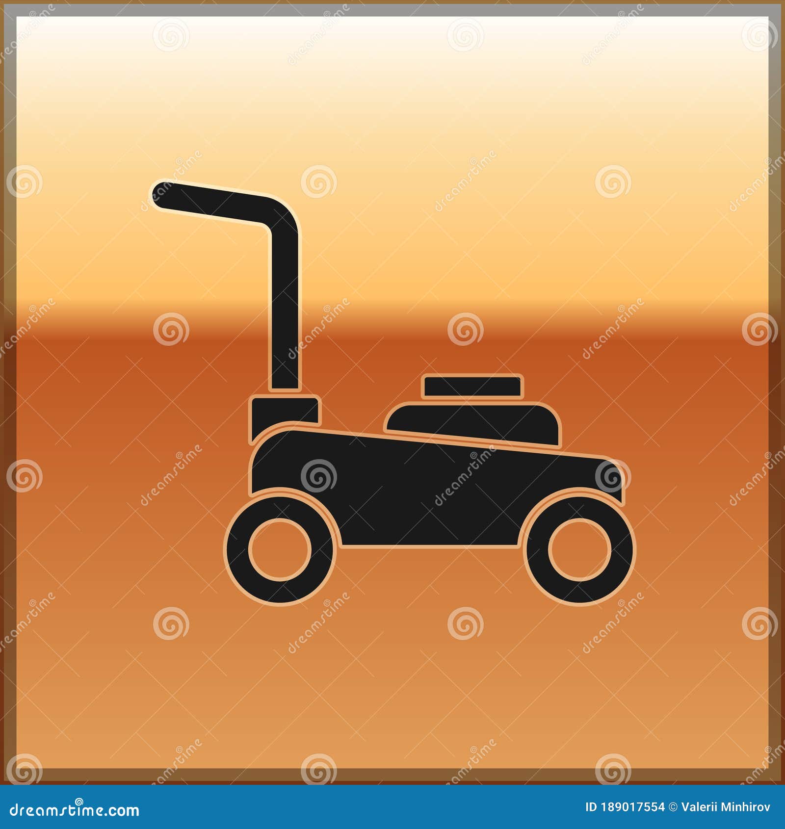 Black Lawn Mower Icon Isolated on Gold Background. Lawn Mower Cutting ...