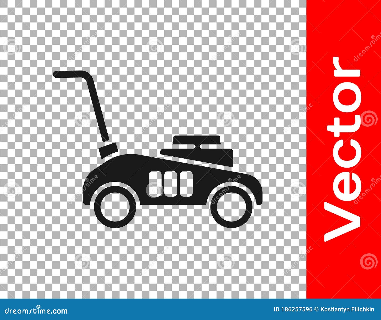 Black Lawn Mower Icon Isolated on Transparent Background. Lawn Mower ...