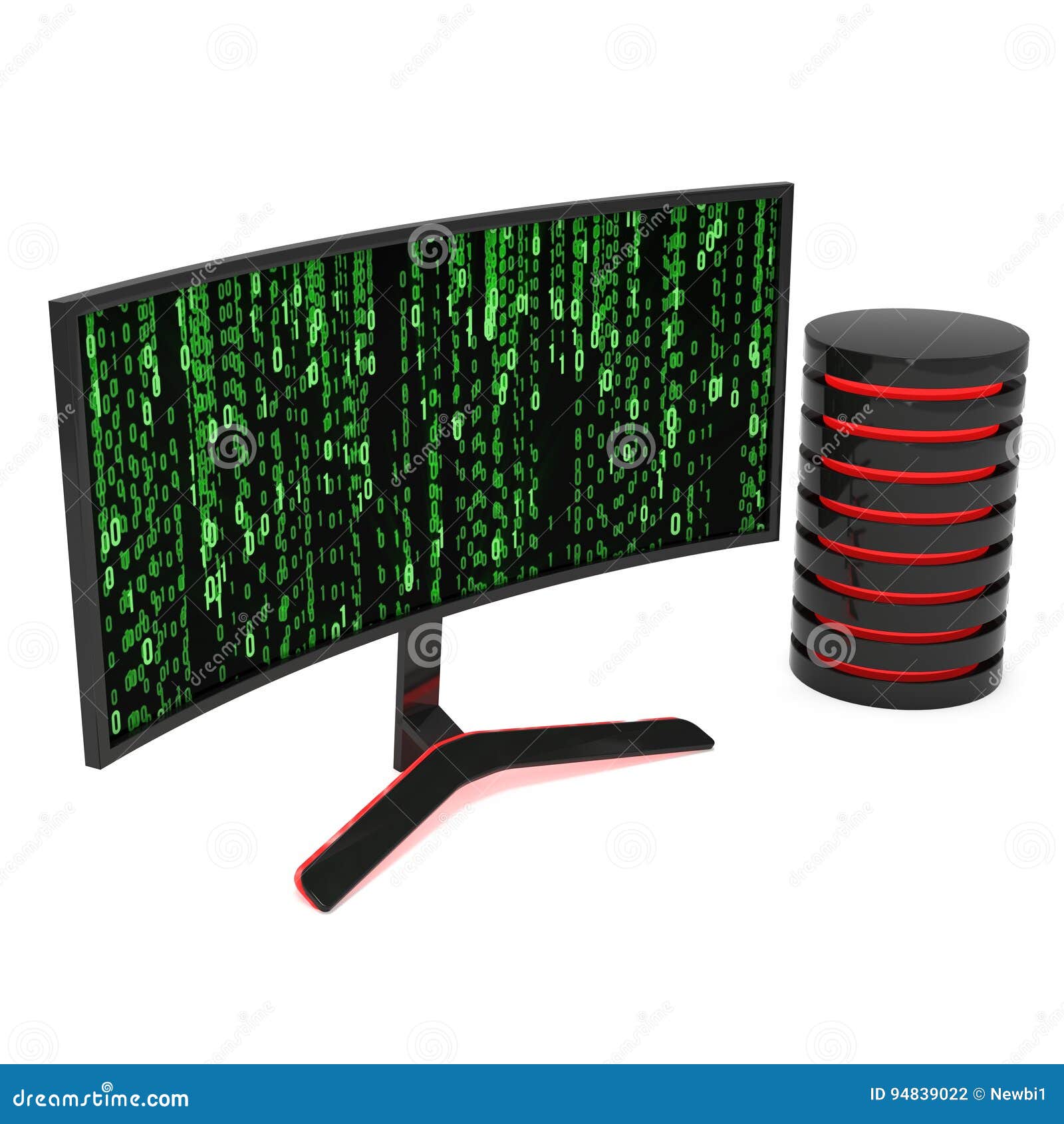 Black LCD Tv Screen with Server Hard Disk Stock Illustration ...