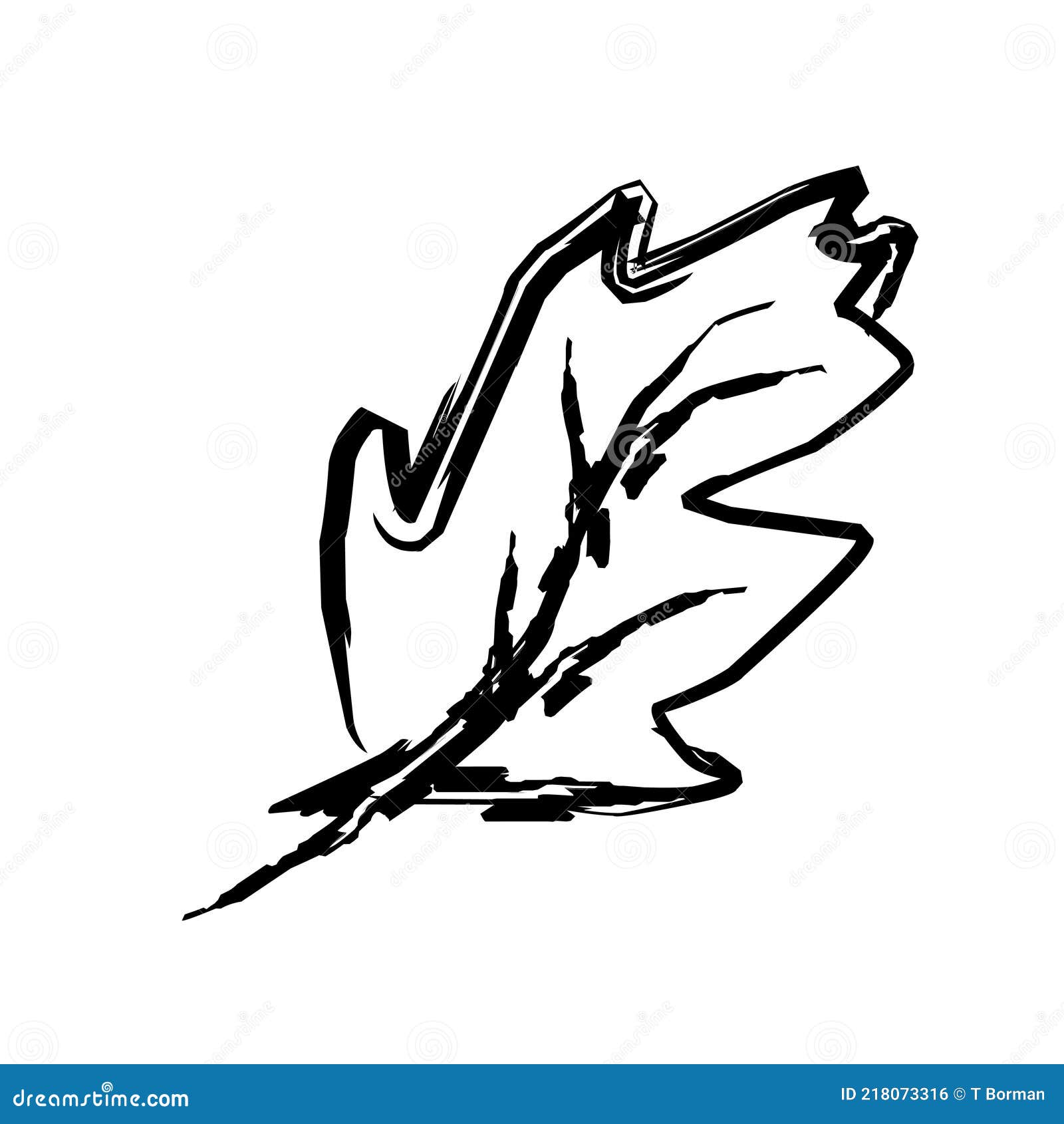 Leaflet Leaf Hand Brush Drawing Minimalistic Isolated Stylized Digital ...