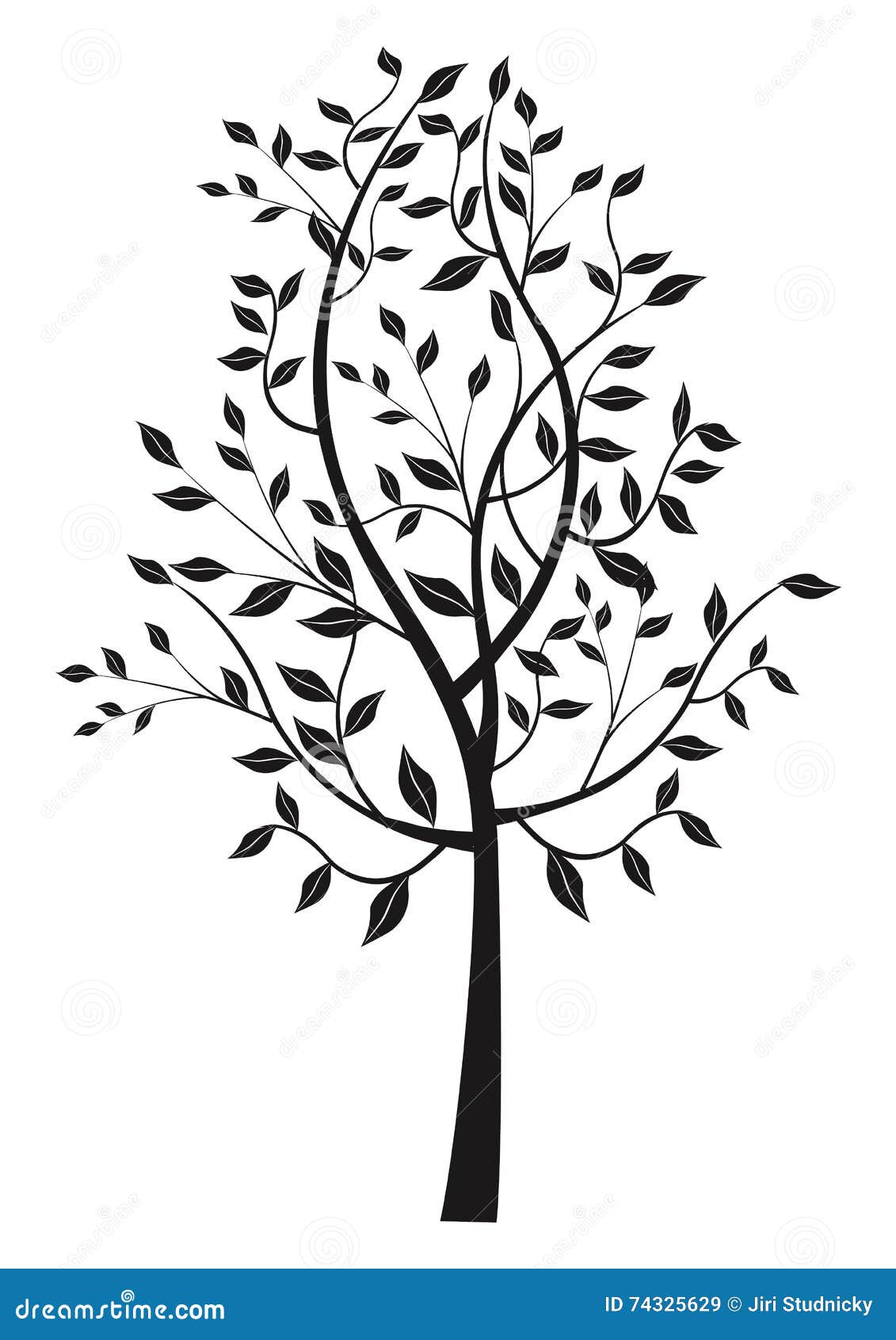 Black Leafy Tree Silhouette. Stock Vector - Illustration of growth ...