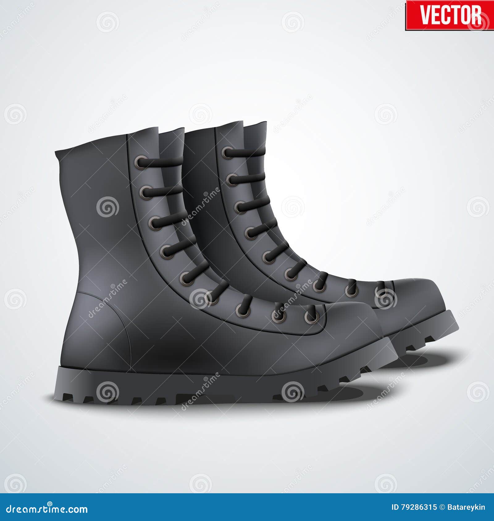 Black Leather Army Boots stock vector. Illustration of destroy - 79286315