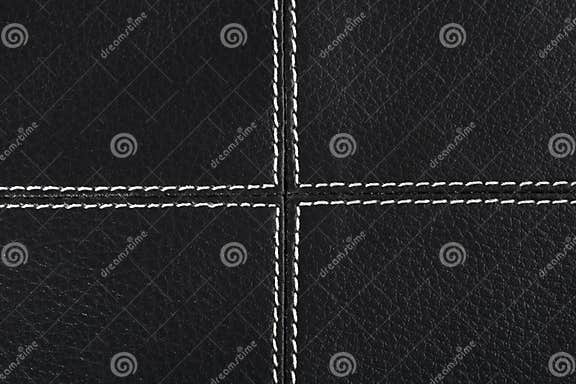 Black Leather Background Stitched Up by White Stock Photo - Image of ...