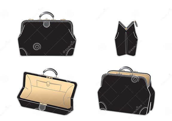 Black leather-bag stock vector. Illustration of open, black - 1586986