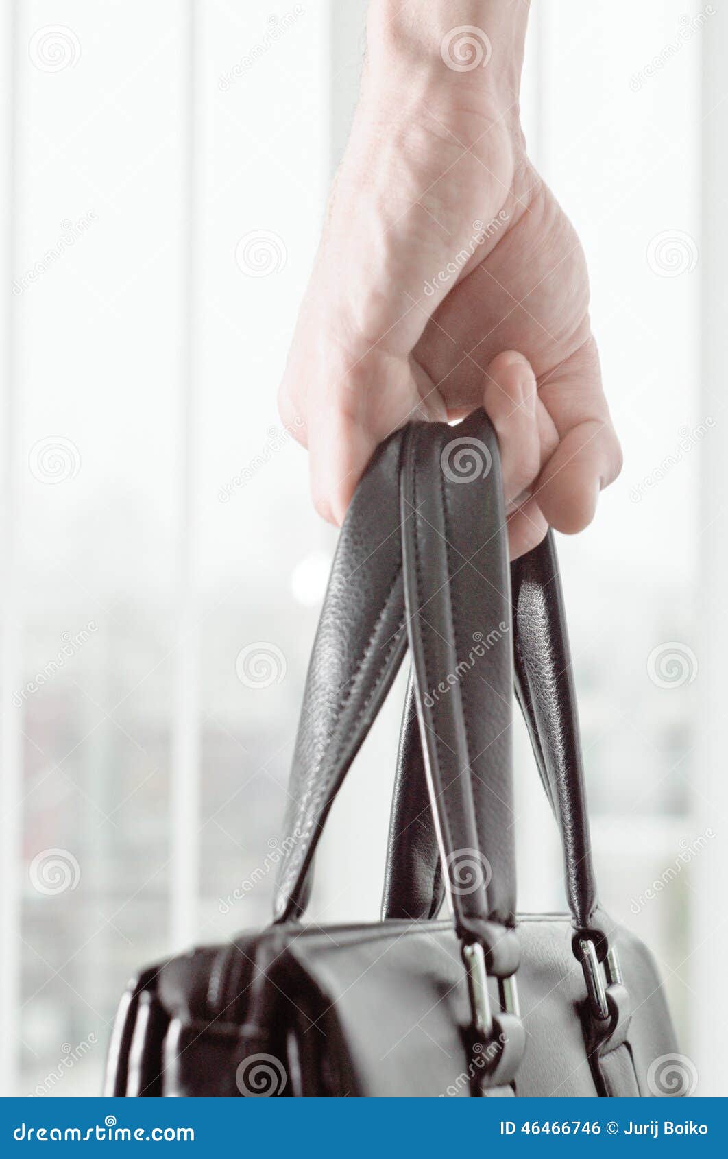 Black Leather Bag in Hand Business Man Stock Photo - Image of elegant ...