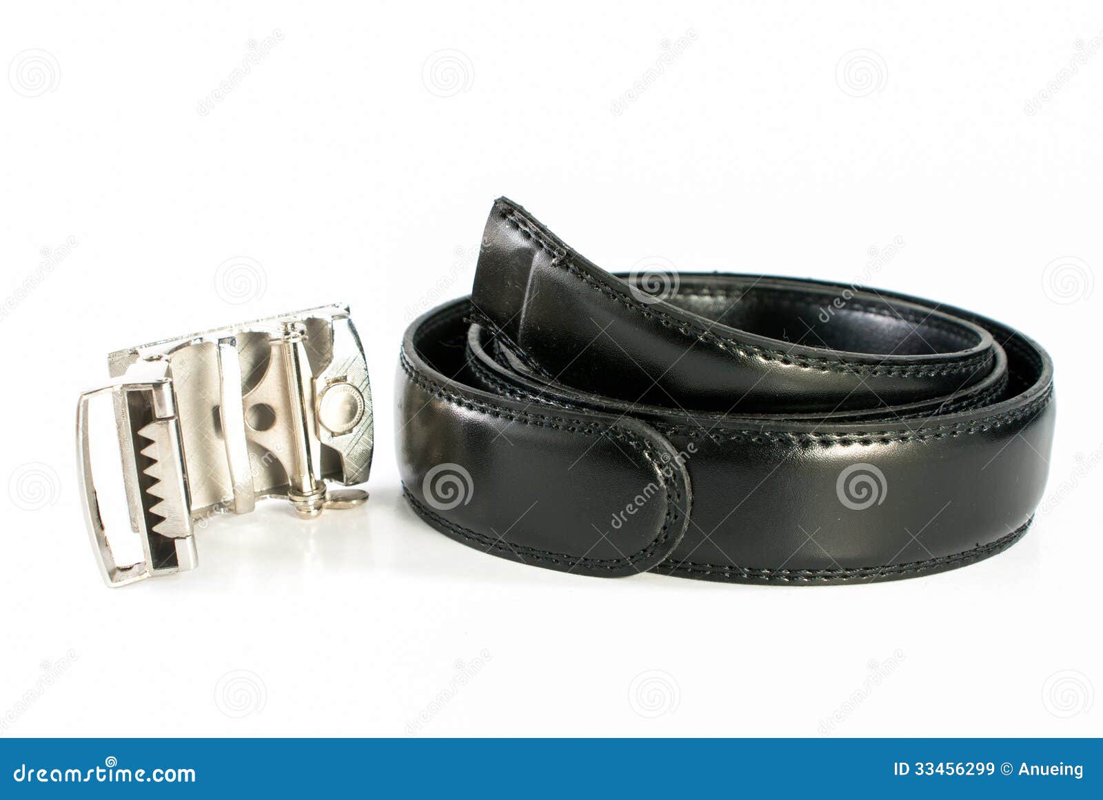 Black Leather Belt and Buckle Stock Image - Image of metal, personal ...